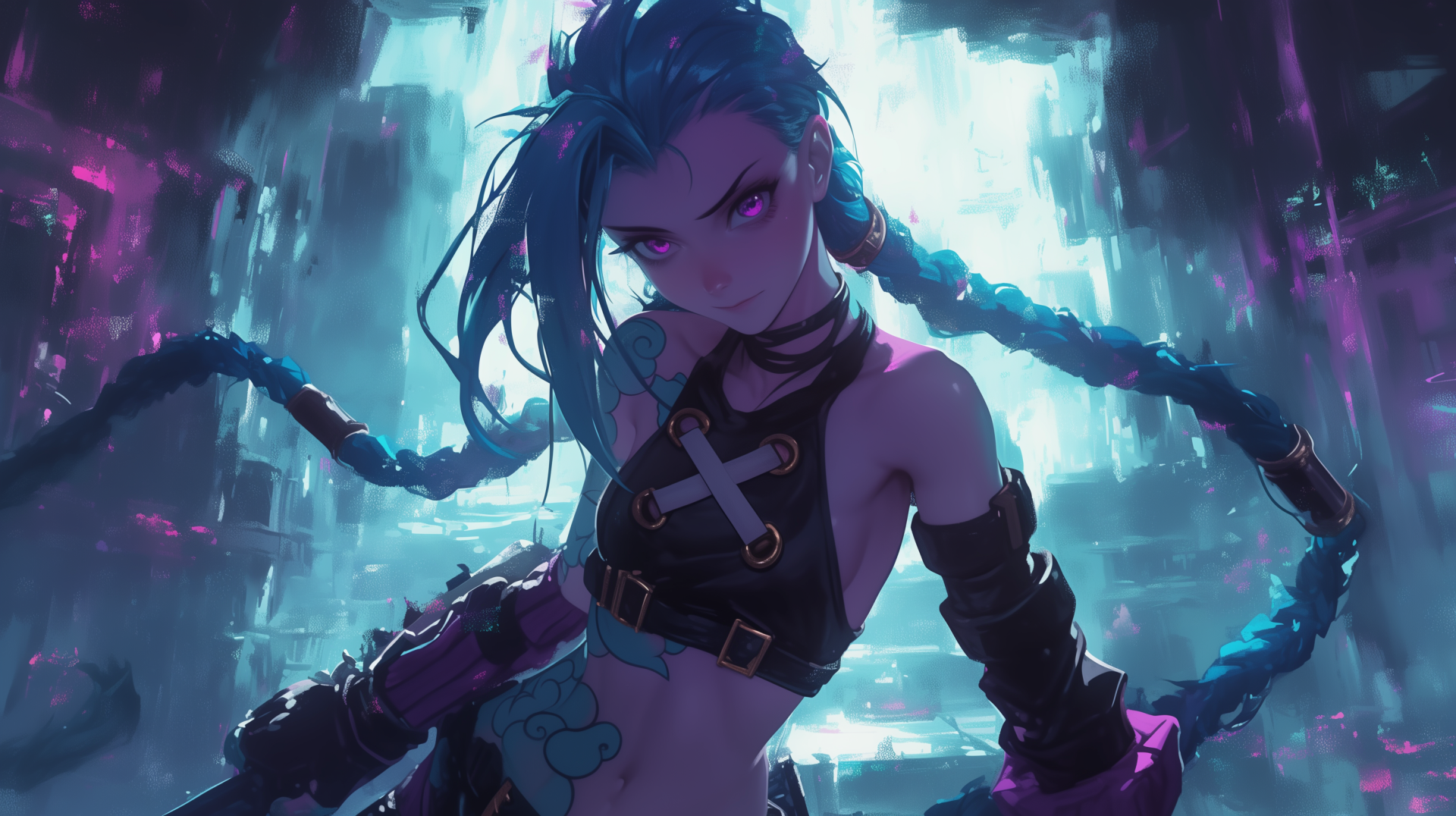 Arcane Jinx: AI 2K Quad HD Wallpaper