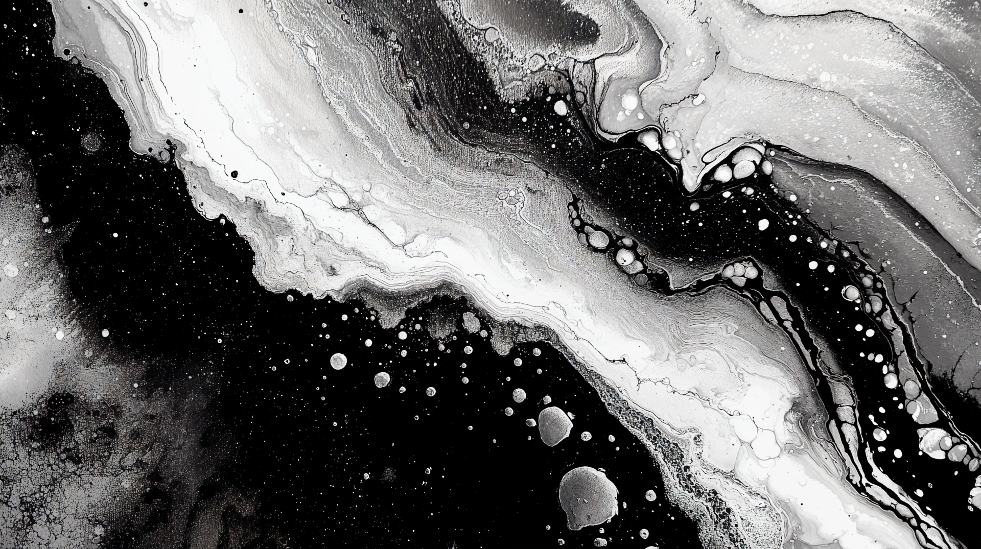 4K Black & White Abstract — Cosmic Ink Flow by robokoboto