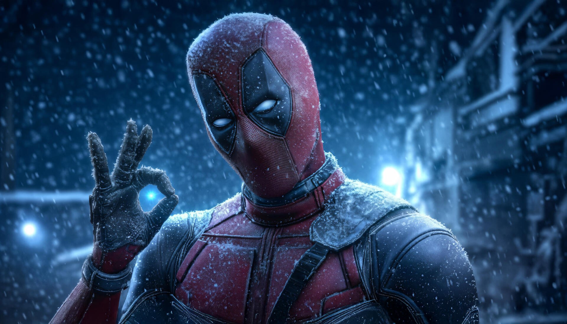 Deadpool 5K Ultra HD - Snowbound Merc Wallpaper