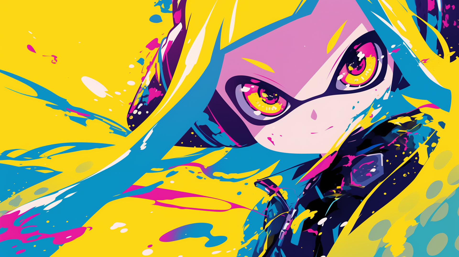 Neon Inkling — Splatoon‑Style Anime Girl (AI Art, 2K Quad HD)
