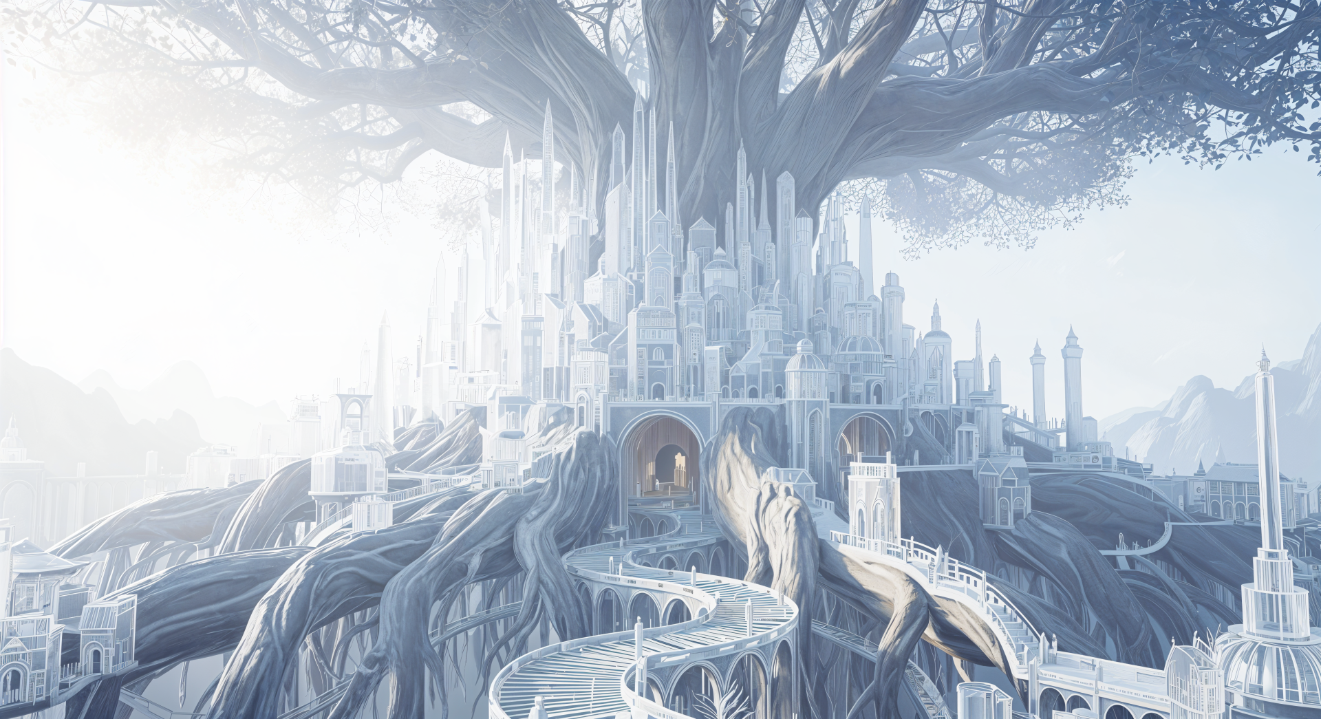 Crystal Tree Citadel — 4K Ultra HD Wallpaper by QuantumCurator