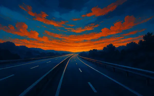 Endless Highway at Dusk — 4K Ultra HD Wallpaper by QuantumCurator