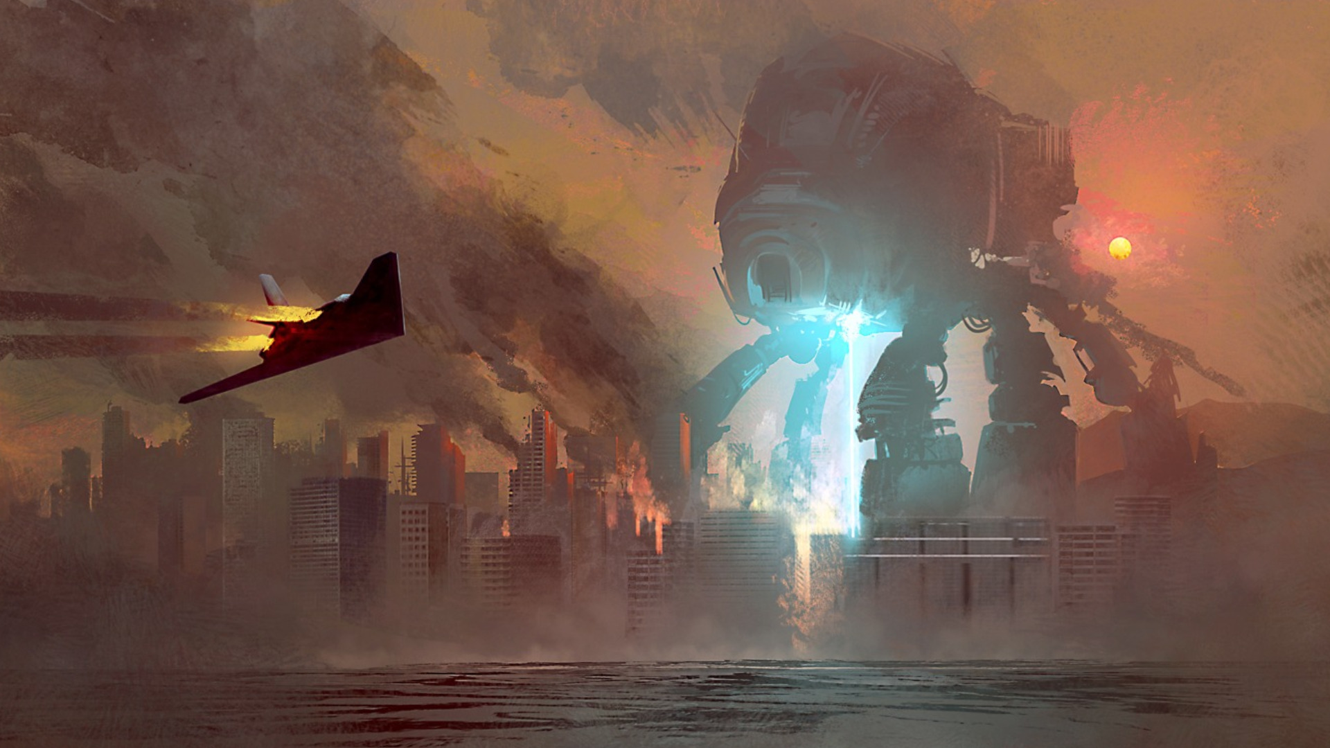 Epic Sci-Fi Robot Invasion HD Wallpaper