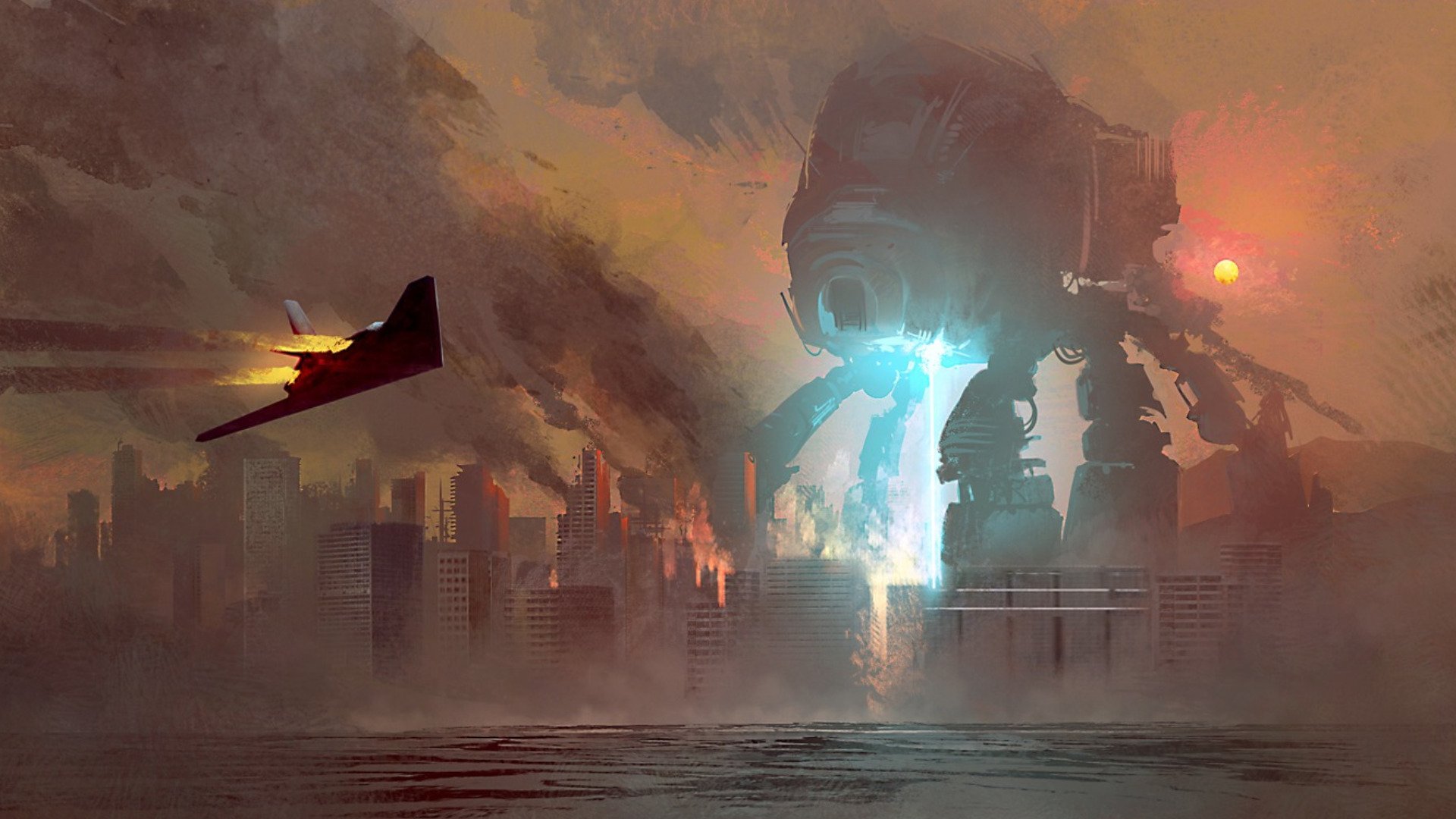 Epic Sci-Fi Robot Invasion HD Wallpaper