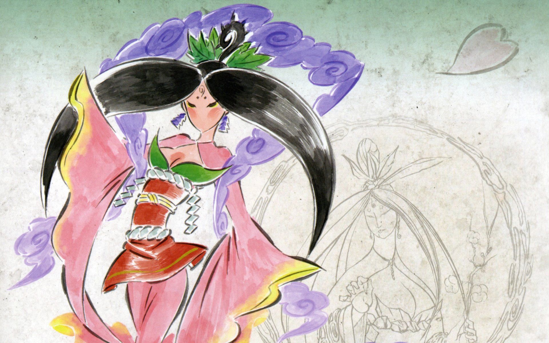 Ōkami HD Wallpaper – Elegant Spirit of the Video Game Realm