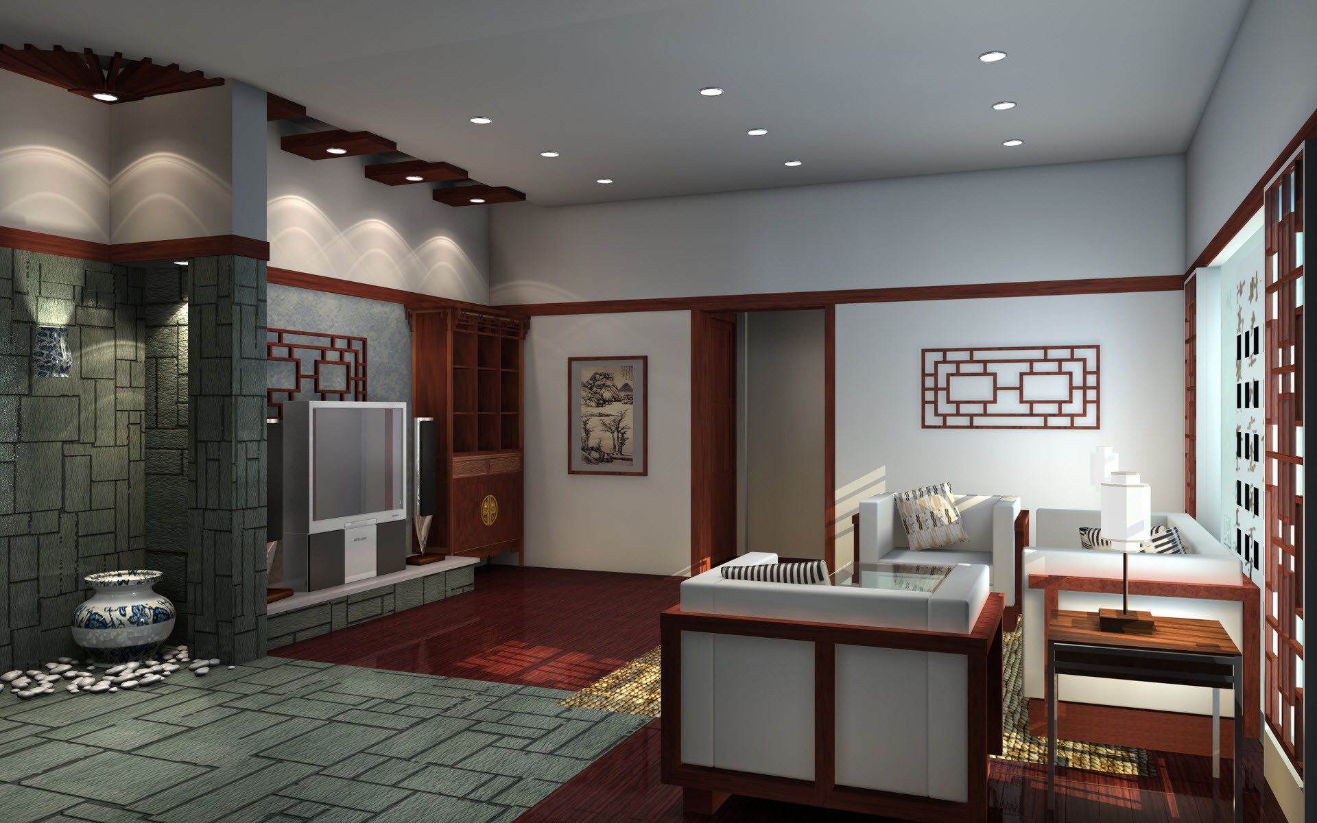 Zen Contemporary Living Room — HD Wallpaper of Man-Made Interior ...