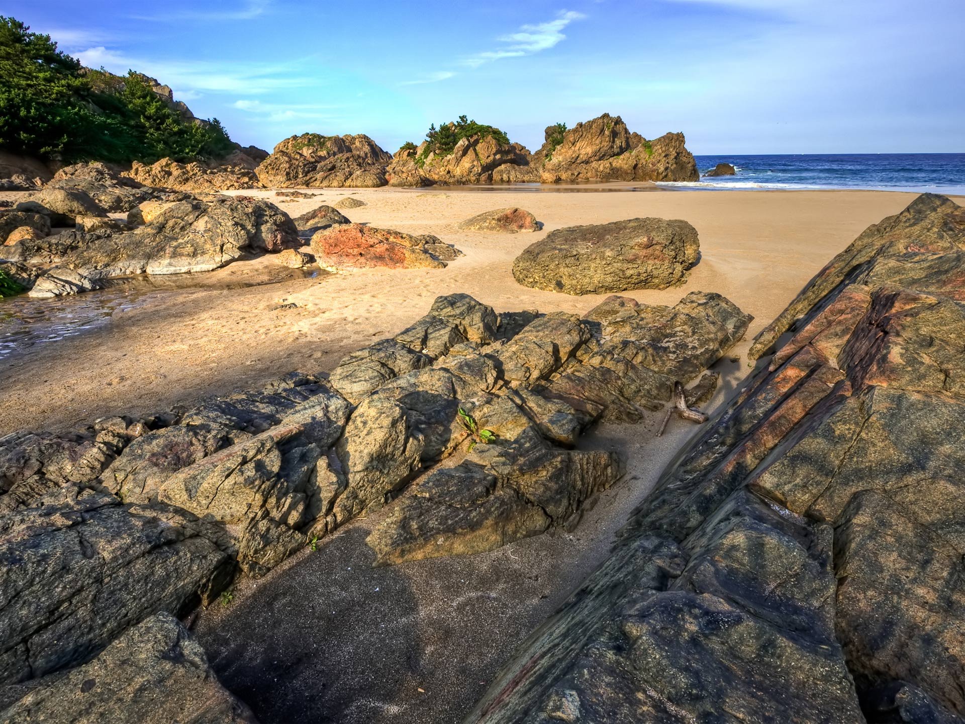 Serene Beachscape: Stunning HD Ocean and Sand Nature Wallpaper ...