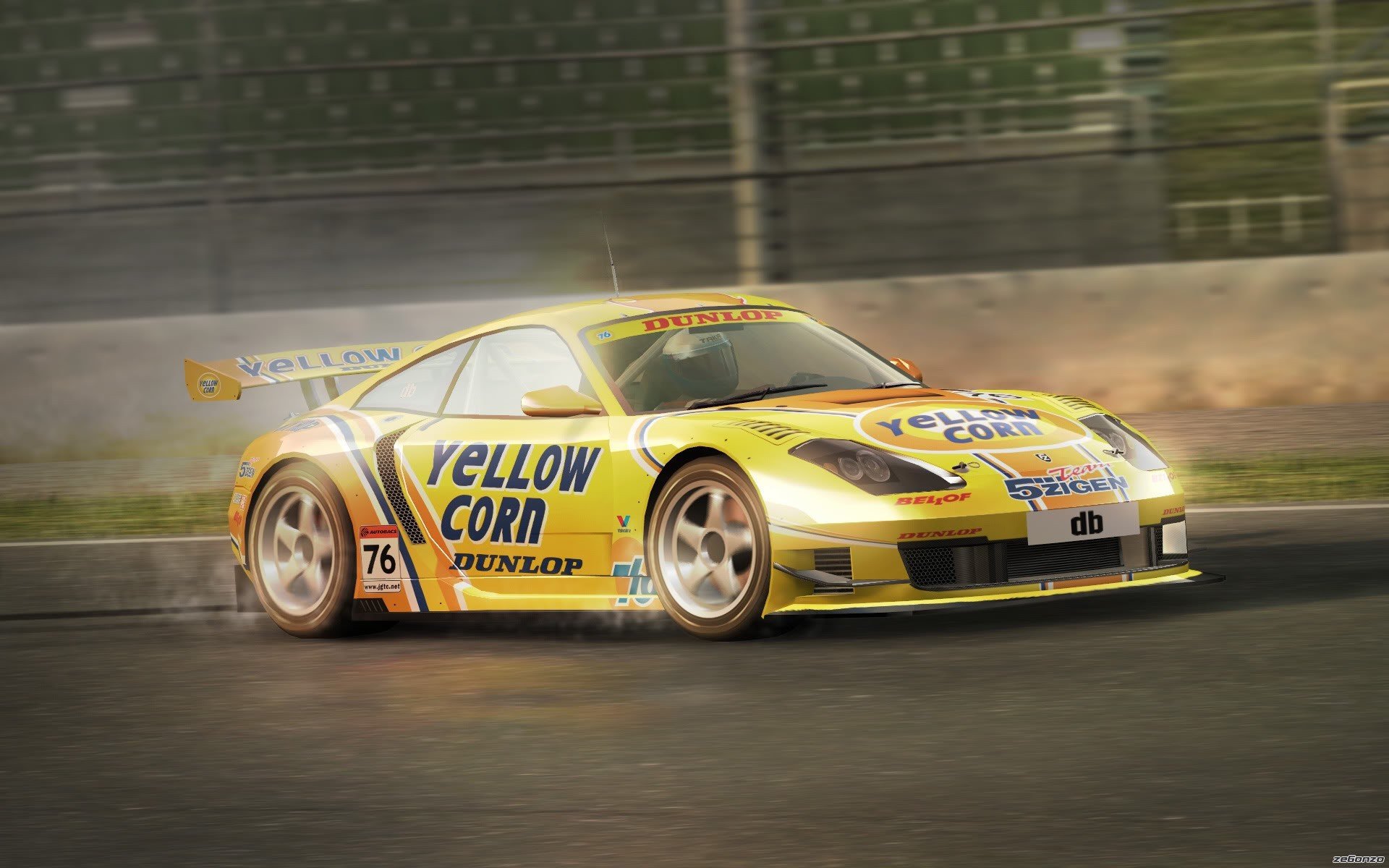 Yellow Dunlop Race Car HD Wallpaper - Speed & Style in Action