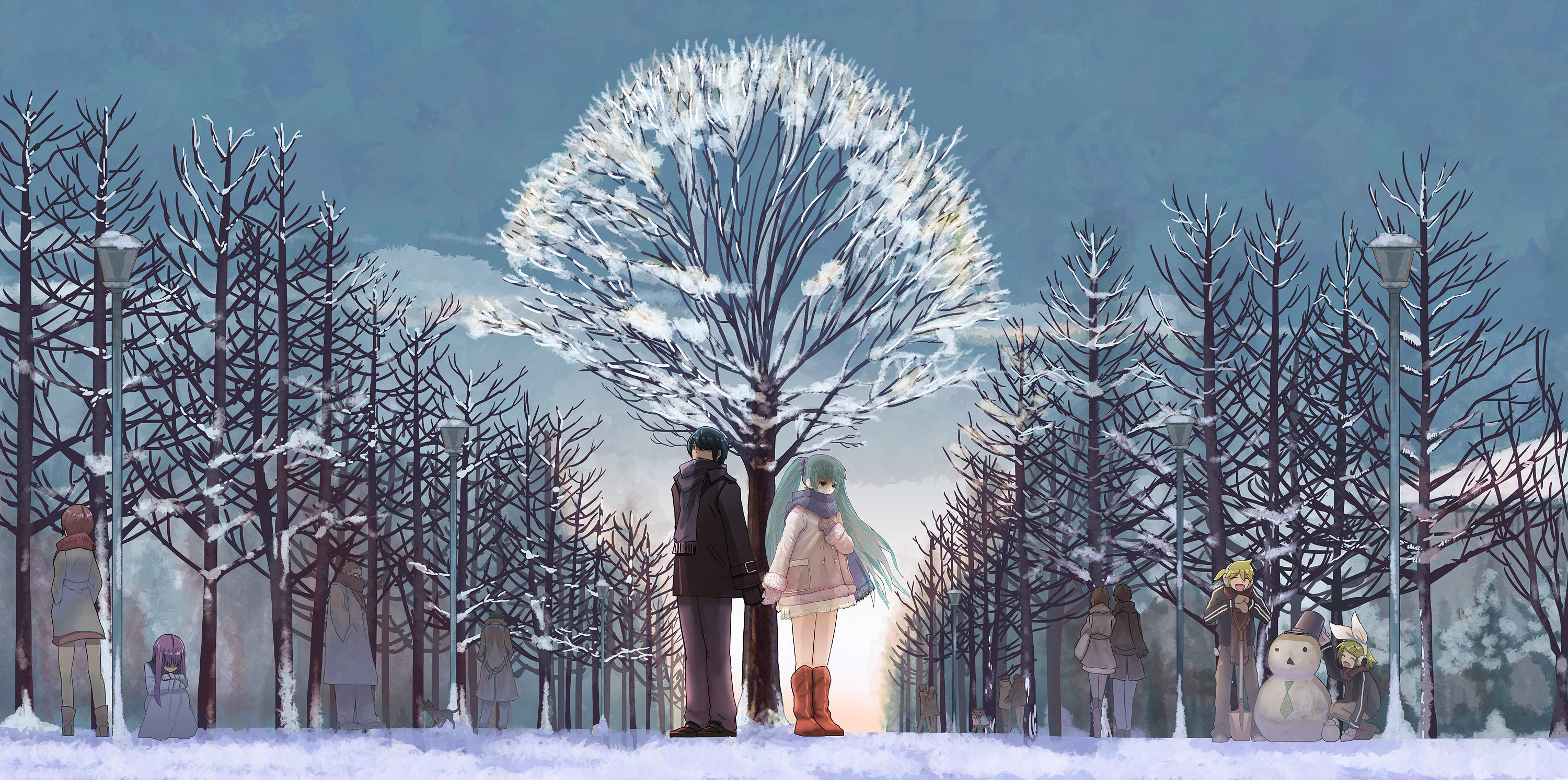 Download Luka Megurine Snow Winter Love Couple Kaito (Vocaloid) Meiko ...