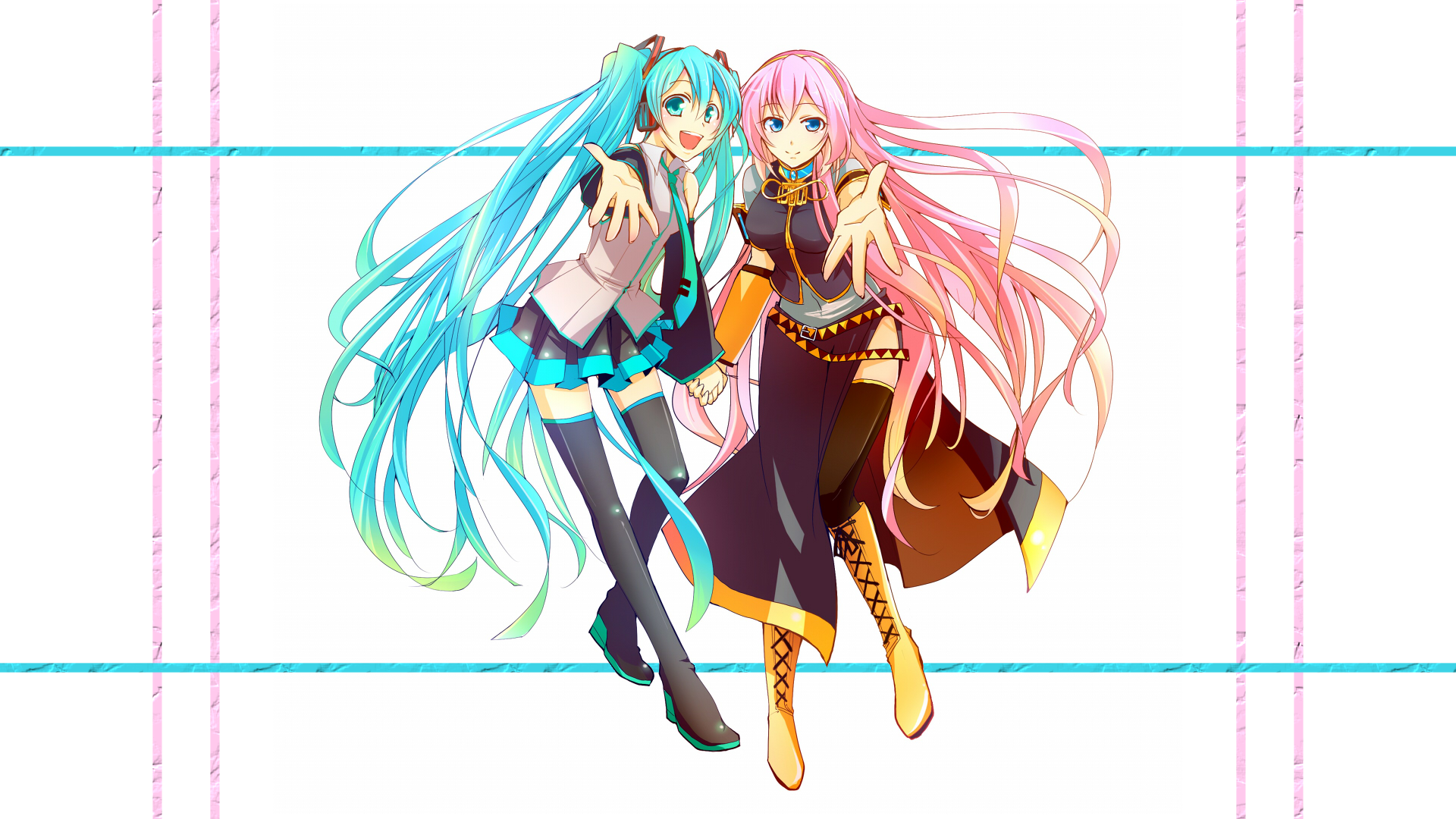 Vocaloid Duo: Luka Megurine & Hatsune Miku HD Anime Wallpaper