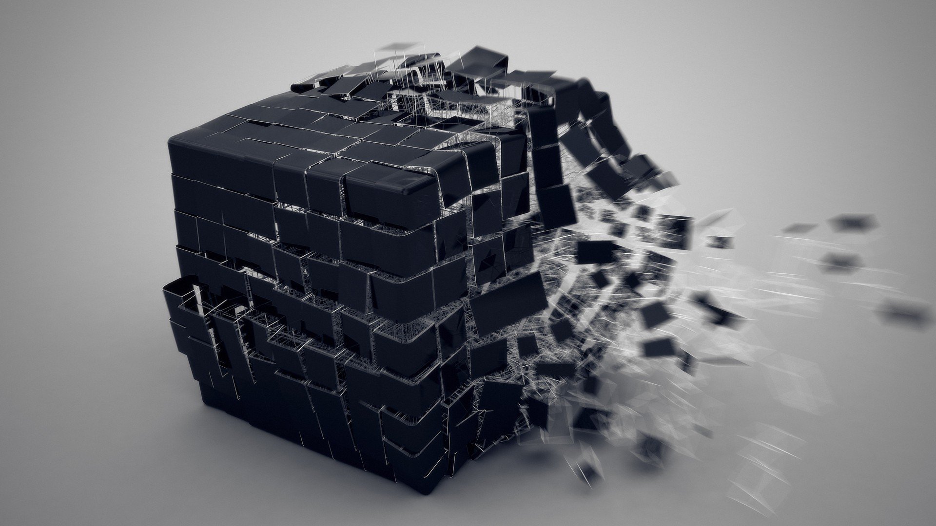 Download CGI 3D Abstract Cube Destruction HD Wallpaper