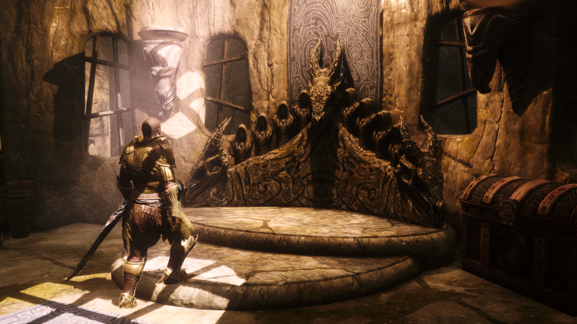 Skyrim HD Wallpaper: Epic Thrones of Tamriel’s Legendary Warrior