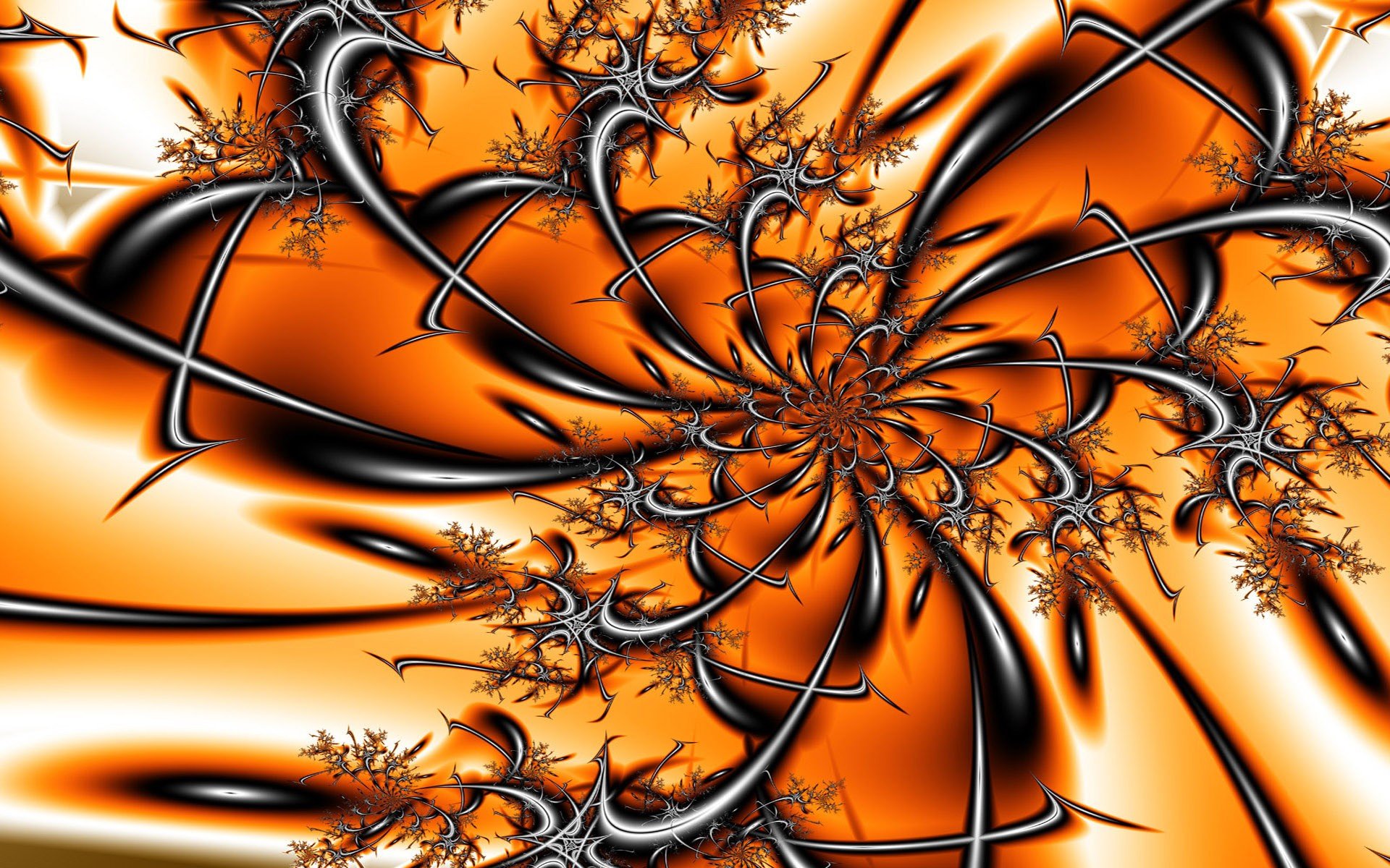 Radiant Orange Fractal: Abstract HD Wallpaper Burst