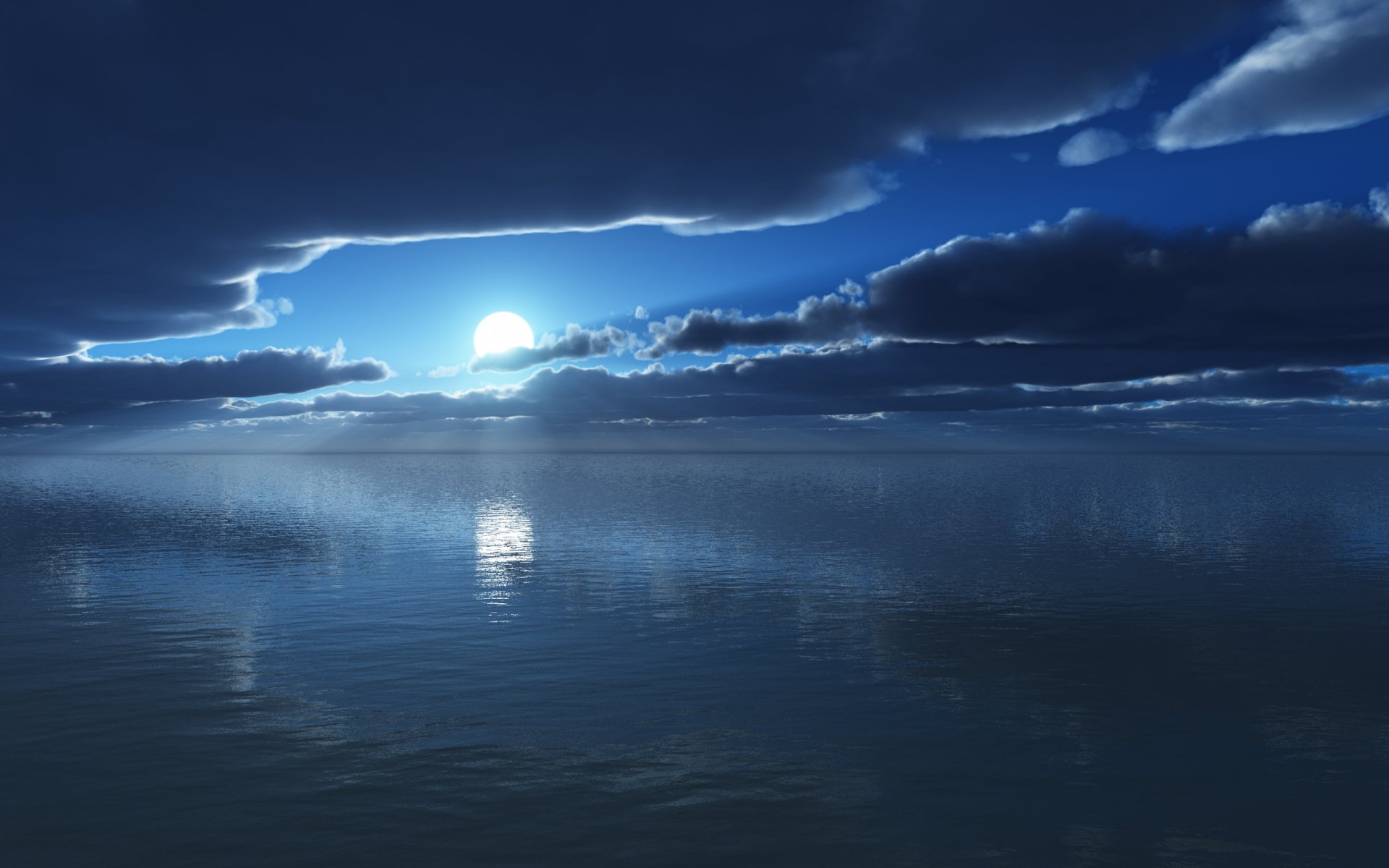 Ocean Tranquility: Sun & Clouds HD Wallpaper | 2560x1600 | Wallpaper Abyss