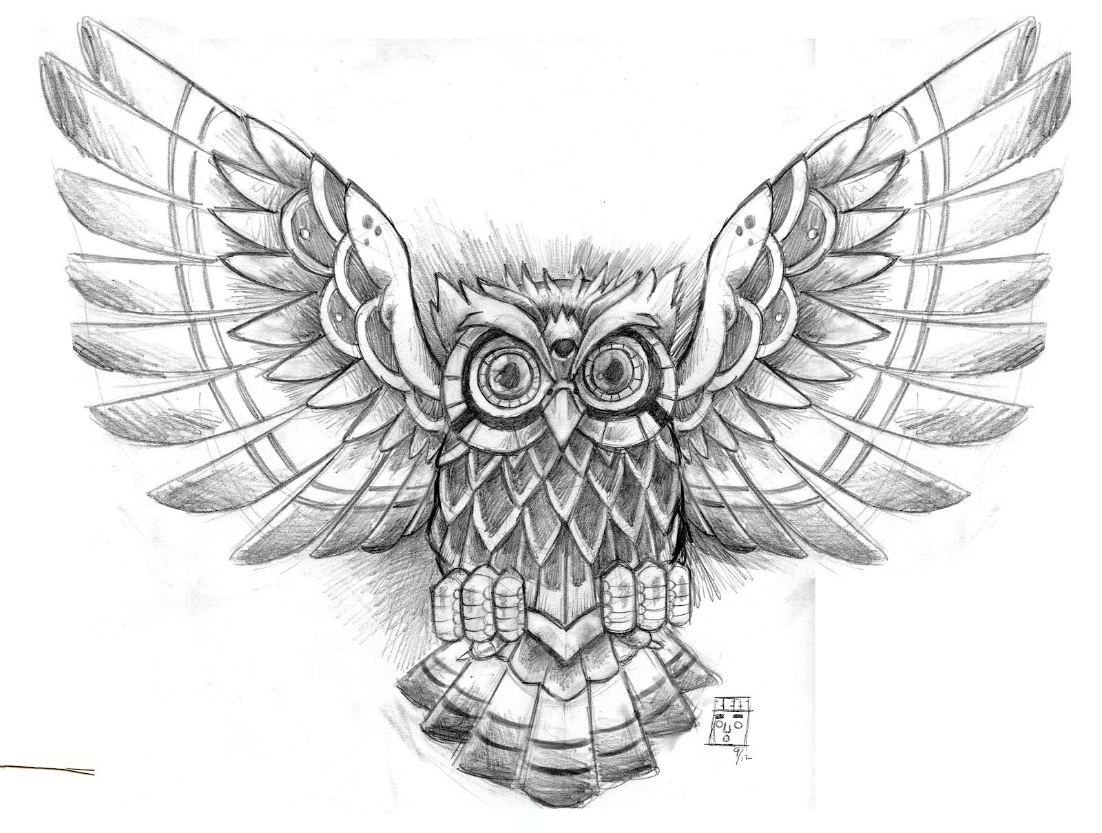 Majestic Owl Sketch: HD Animal Wallpaper Art | 1600x1210 | Wallpaper Abyss