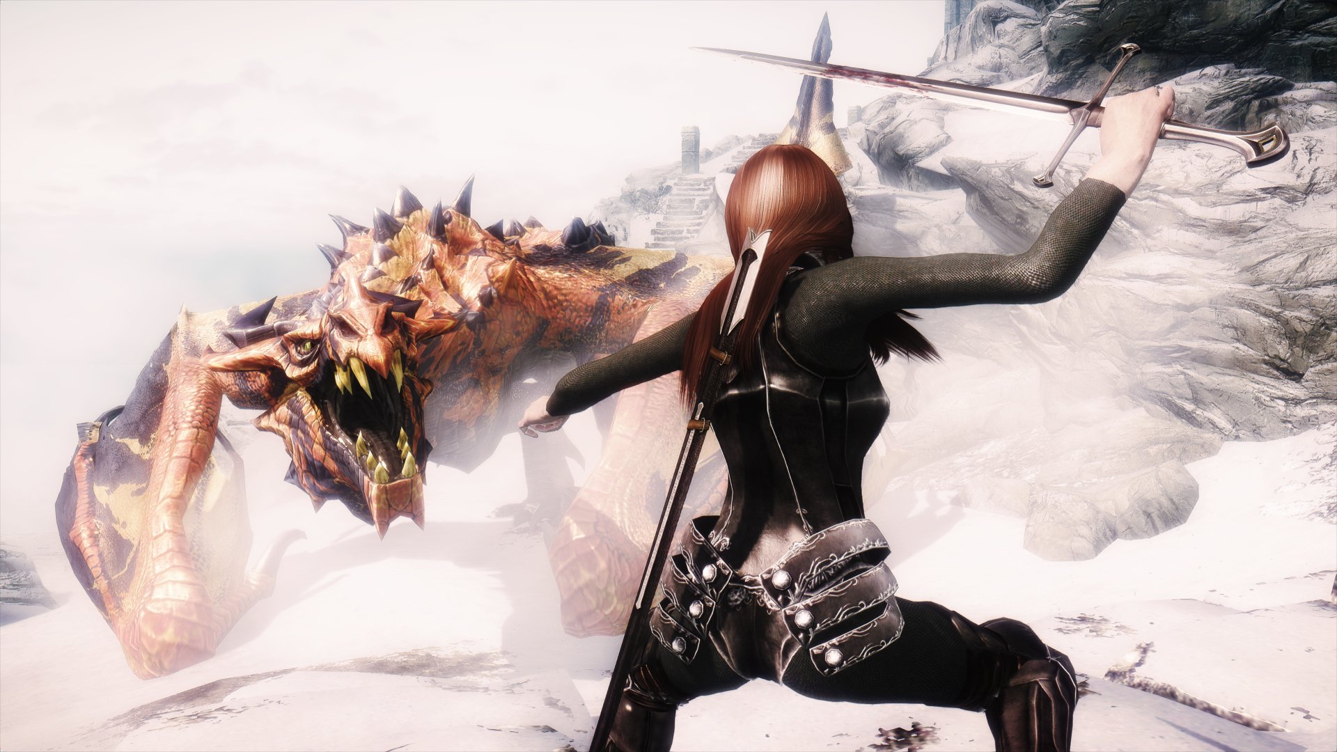 Epic Skyrim HD Wallpaper: Dragon Battle Showdown | 1920x1080 ...