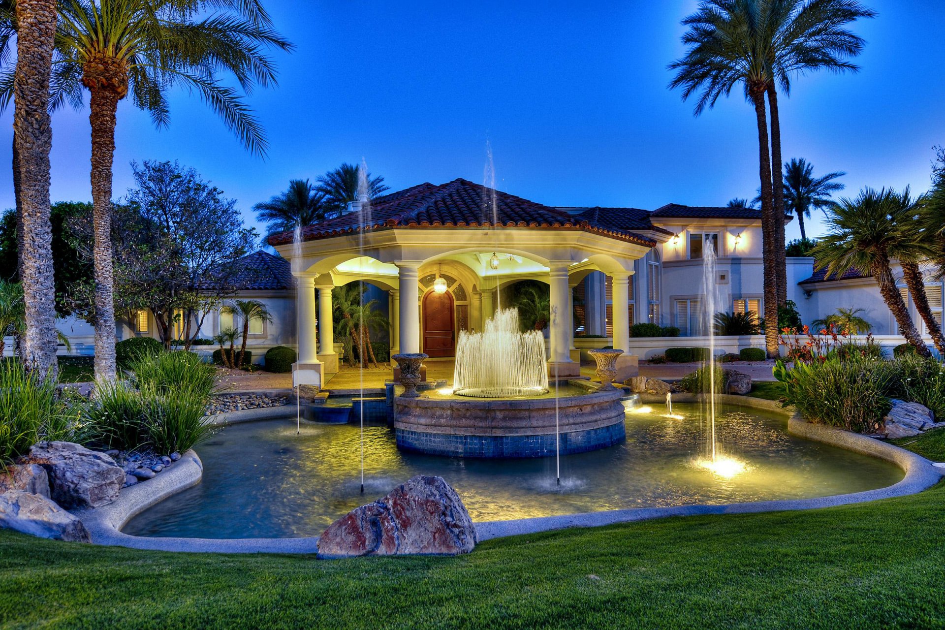 Luxury Man-Made Mansion with Fountain – HD Dream Home Wallpaper ...