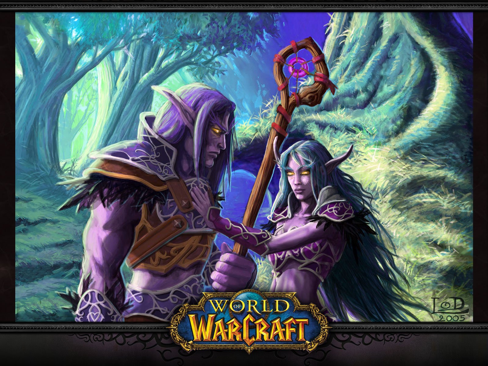 World of Warcraft HD Wallpaper: Enchanted Night Elves in Mystic Forest