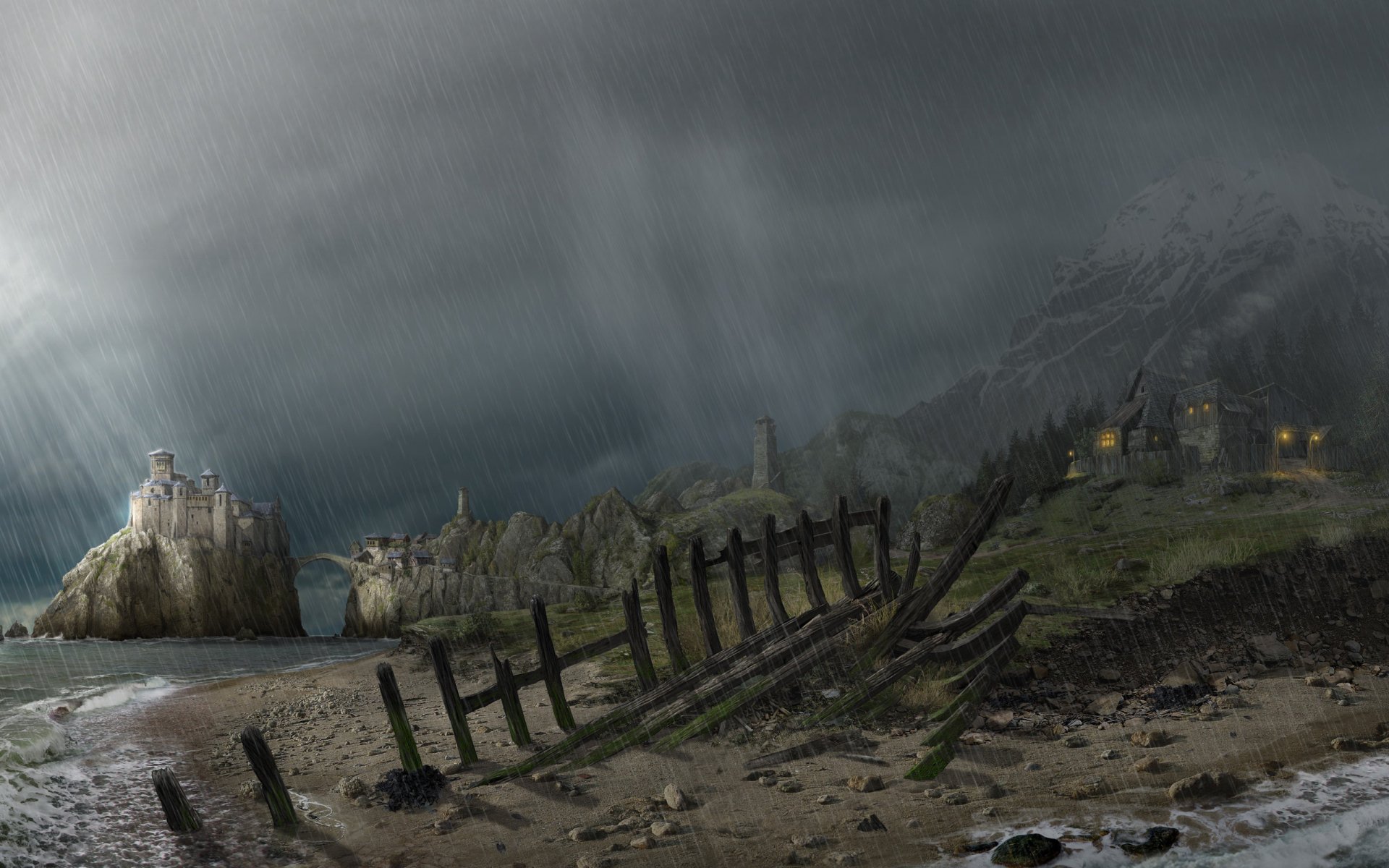 Gothic 4 HD Wallpaper: Dark and Stormy Video Game Landscape