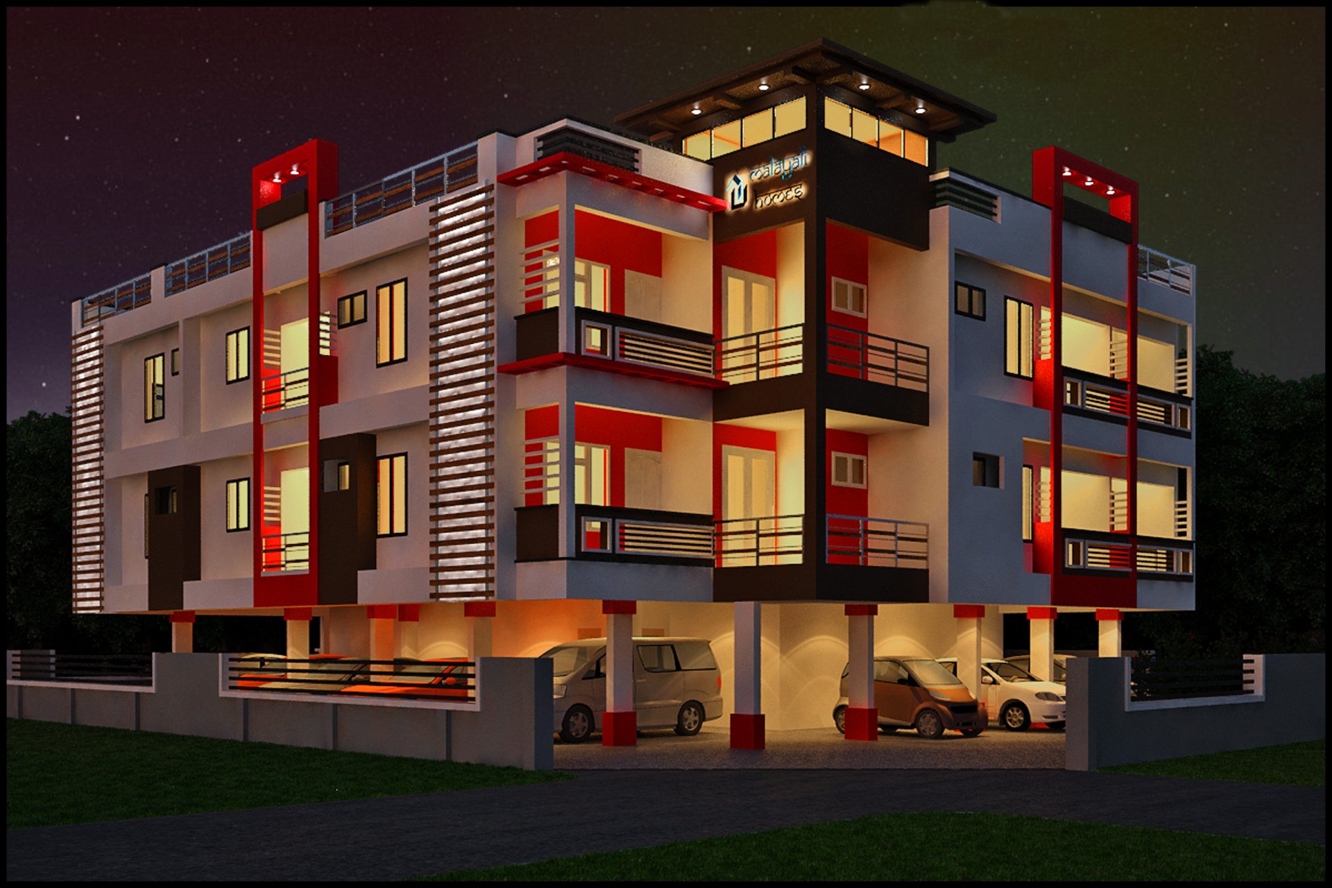 Modern Man-Made Home: Stunning HD Evening View