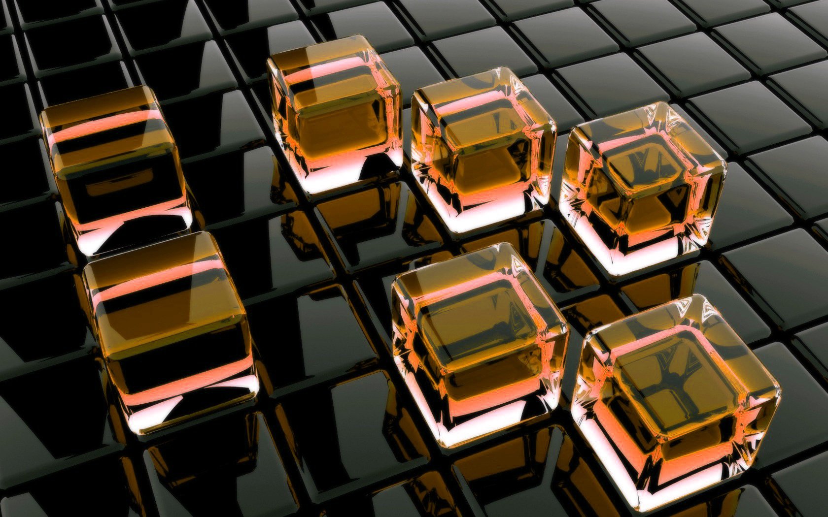 HD Abstract Illumination: Radiant Cubes on Glossy Grid