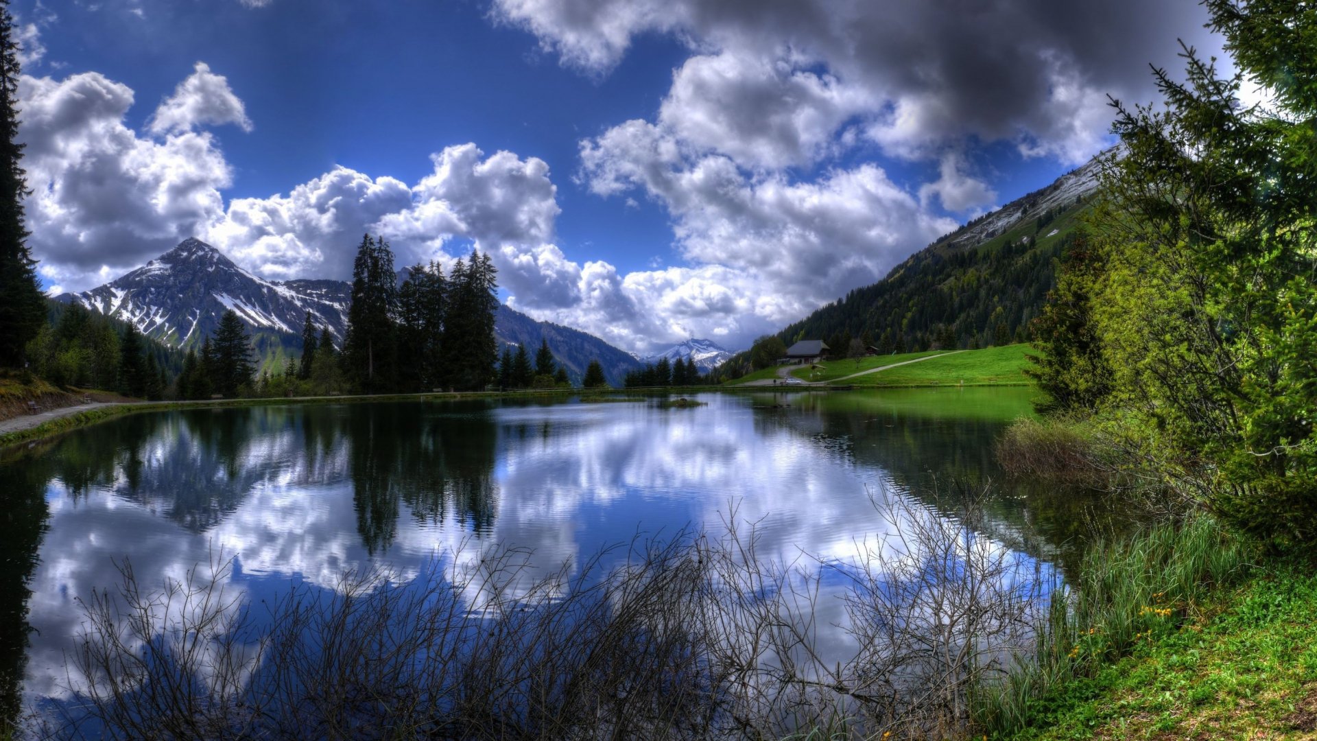 Download France Alps Lake Mountain Nature Reflection HD Wallpaper