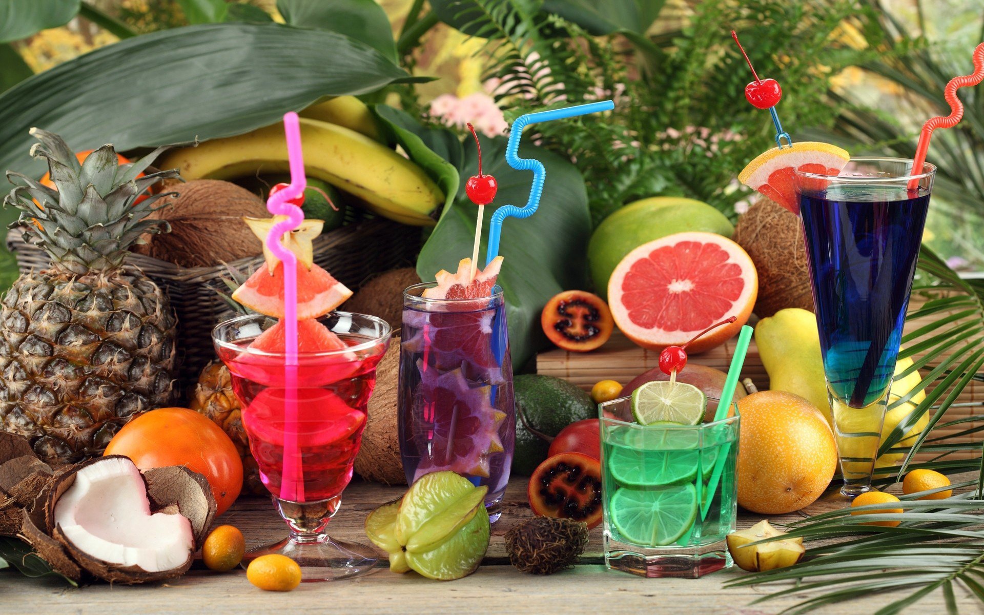 Tropical Cocktail Feast: Vibrant HD Food & Drink Delight