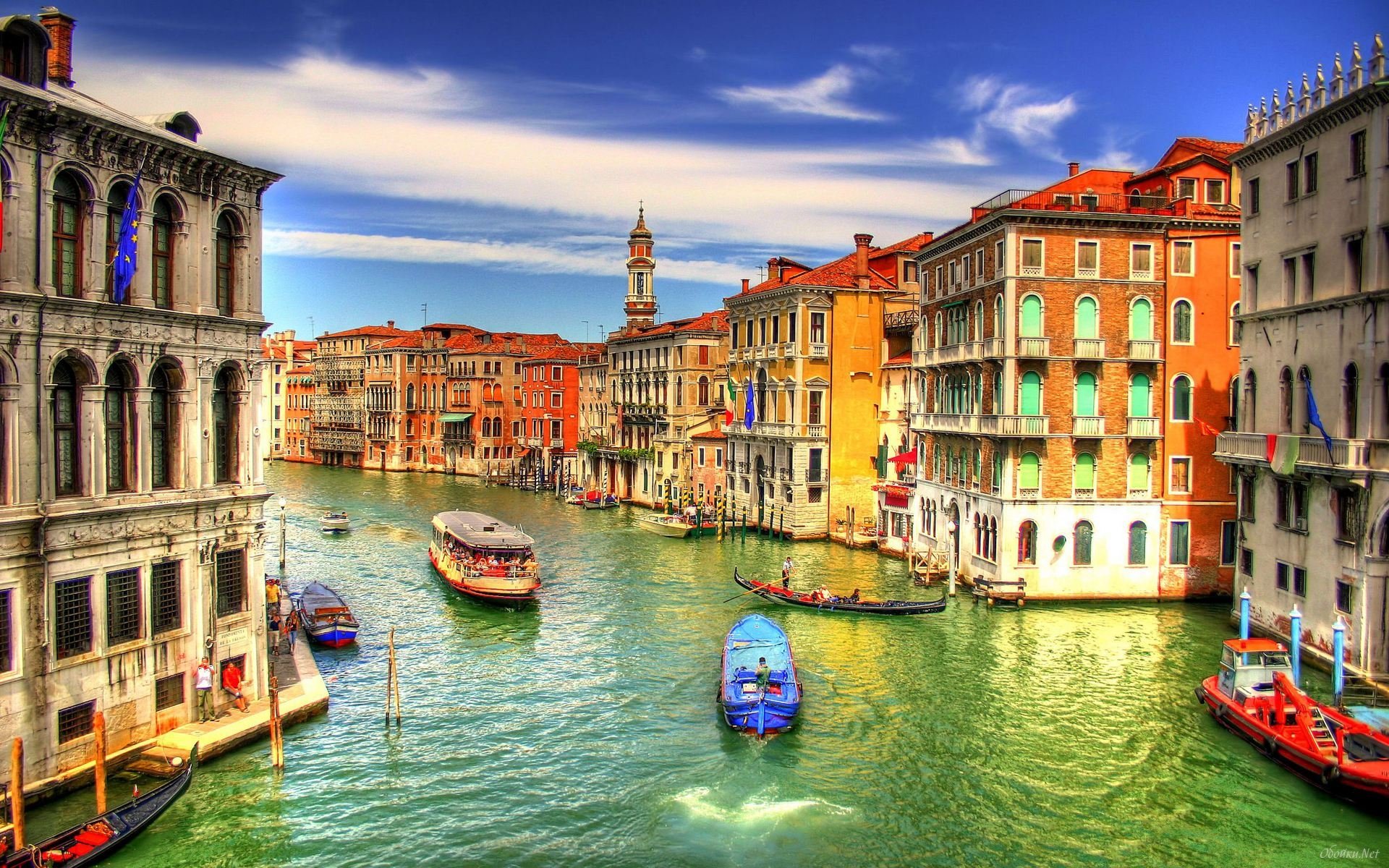 Vibrant Canal Town: Stunning Man-Made Waterfront in HD
