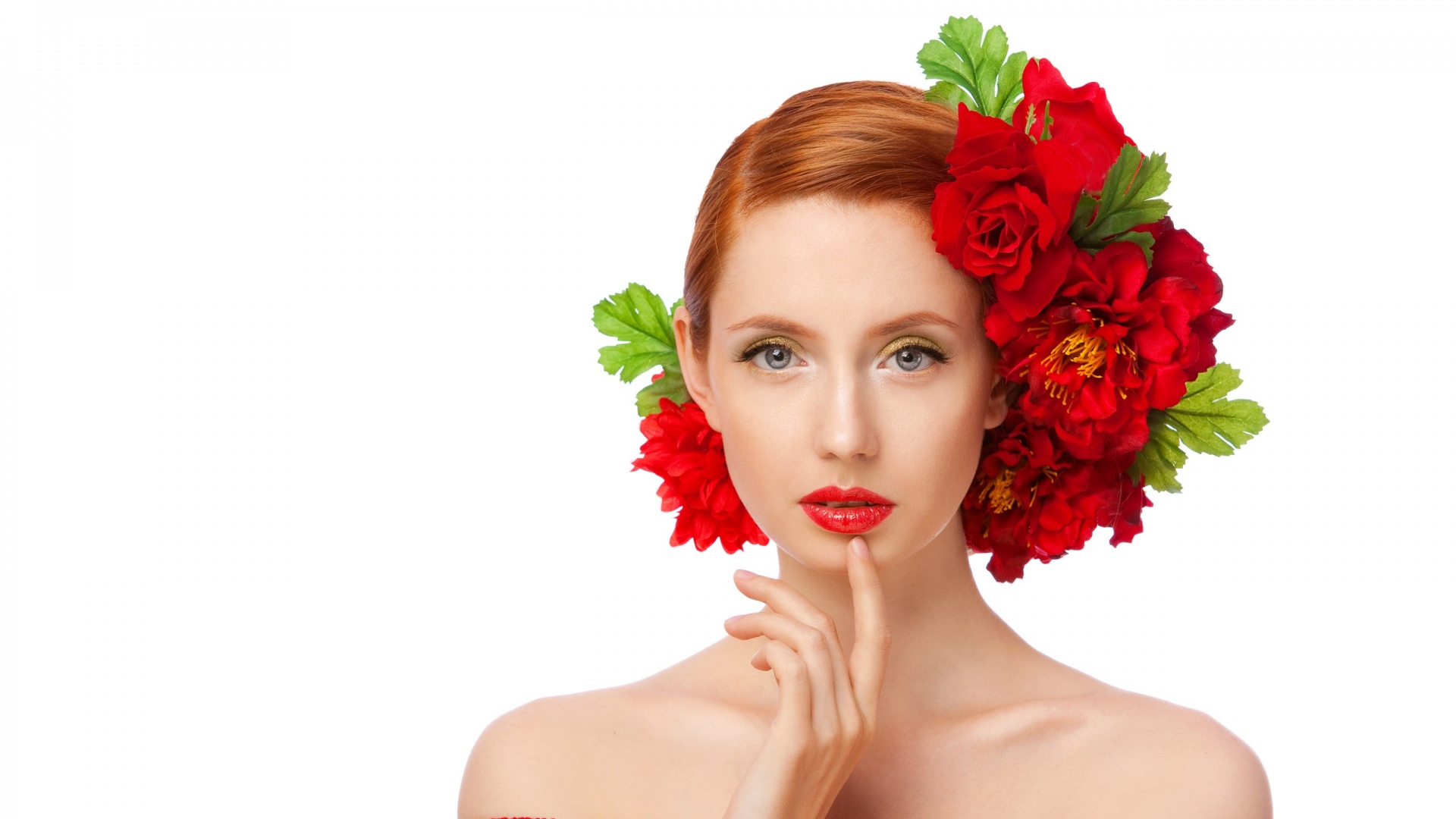Elegant Woman's Face - HD Floral Wallpaper