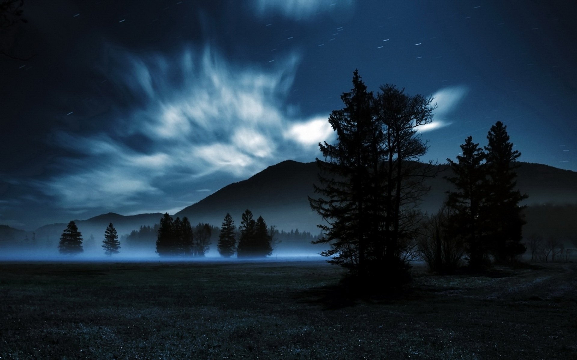 Moonlit Mountain Mist - HD Nature Wallpaper | 1920x1200 | Wallpaper Abyss