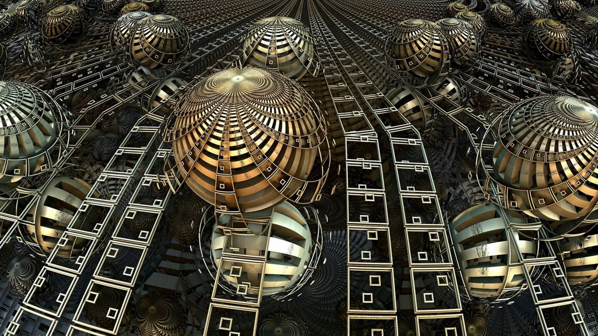 HD 3D Fractal Art: Captivating CGI Sphere Landscape Wallpaper