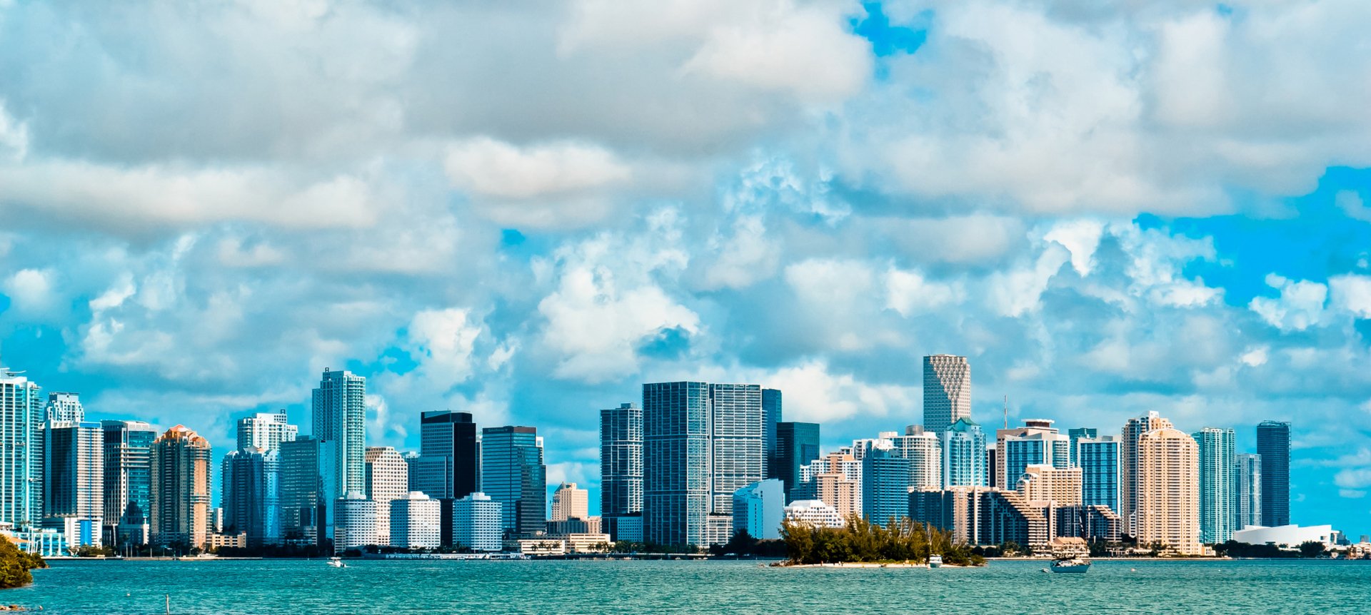 Miami Skyline Magic: Stunning HD Man-Made Waterfront View