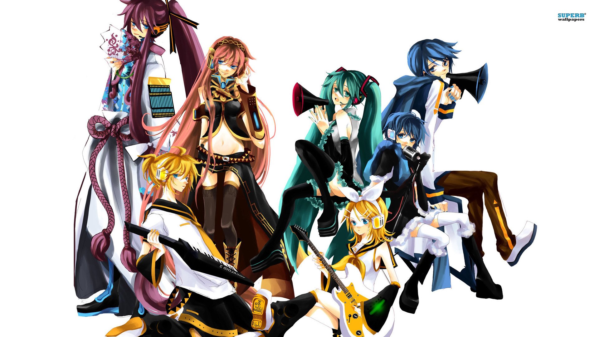 Anime Vocaloid Characters Vocaloid Ensemble HD Wallpaper: Miku, Rin,