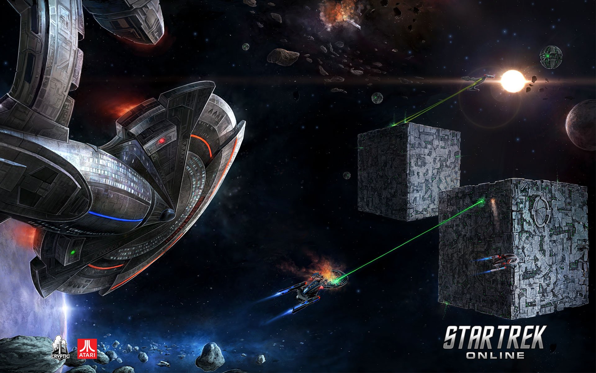 Epic Star Trek Video Game HD Wallpaper: Battle Among the Borg Cubes