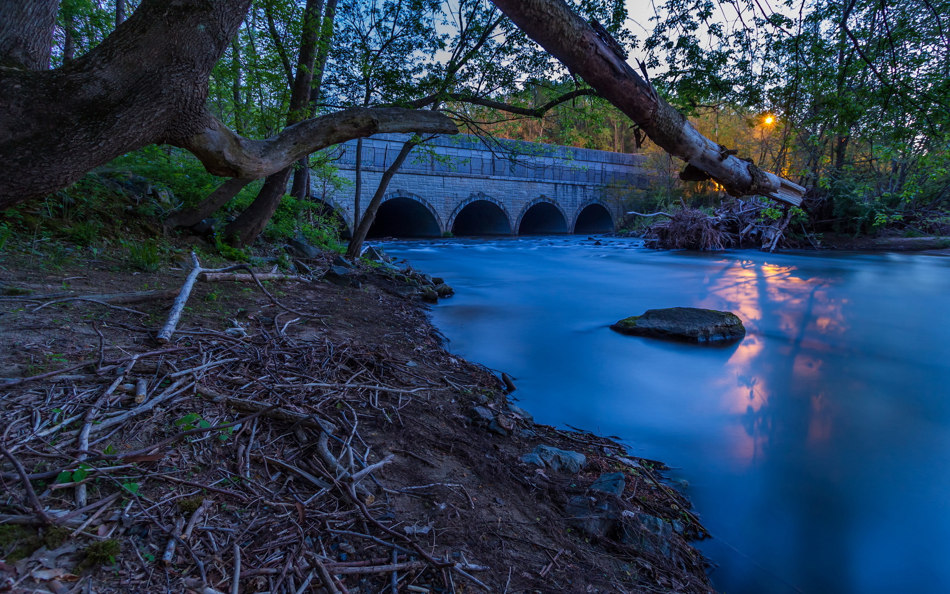 Tranquil Bridge: A Stunning HD Wallpaper of Man-Made Elegance