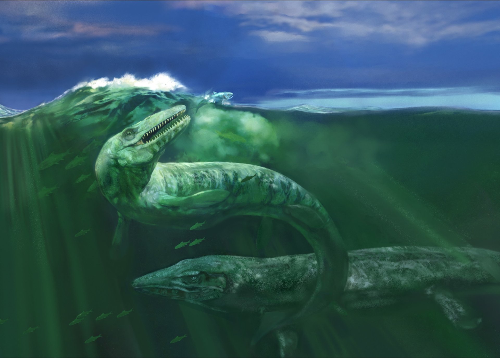 Majestic Underwater Dinosaurs HD Wallpaper