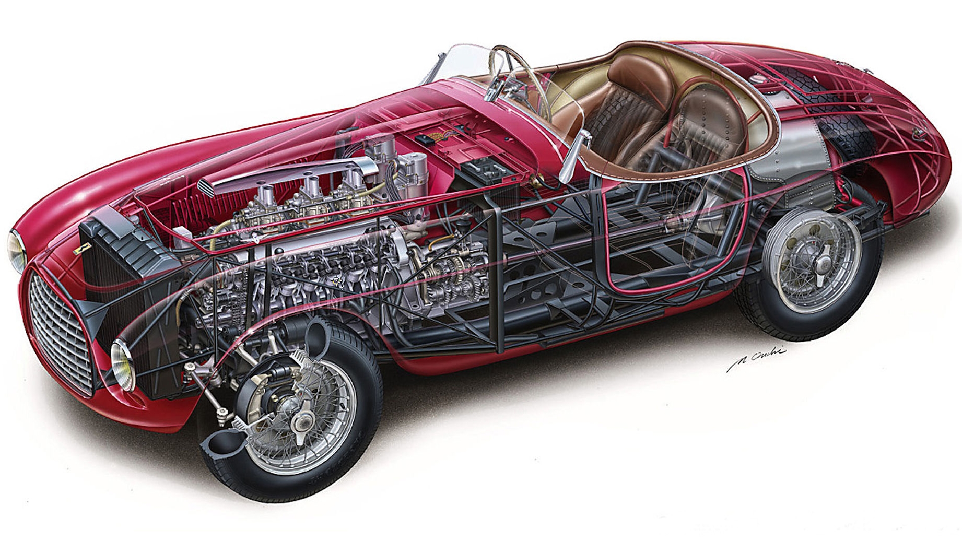 Download Vehicle Ferrari 166 8k Ultra HD Wallpaper