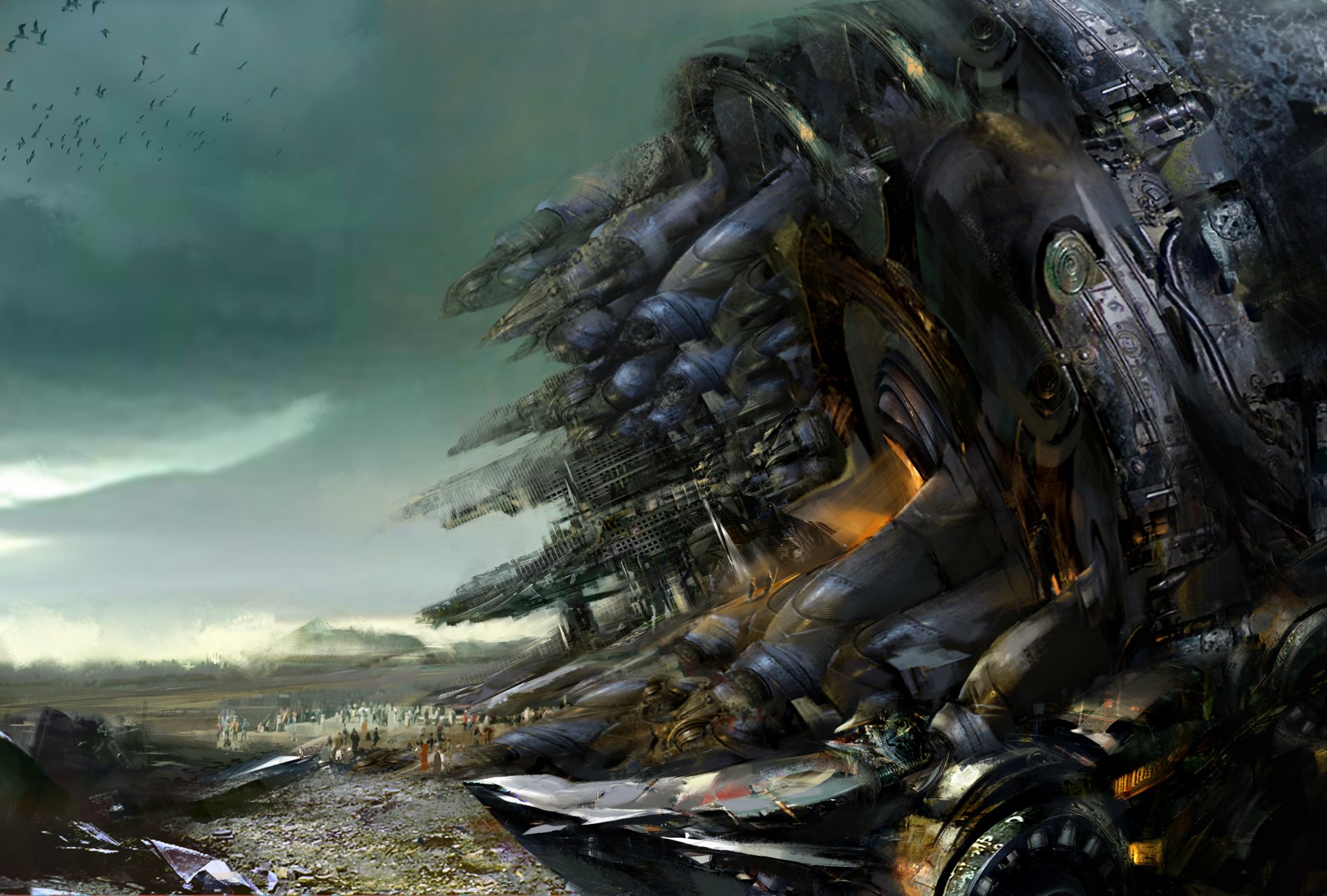 HD Sci-Fi Post-Apocalyptic Landscape Wallpaper by Daniel Dociu