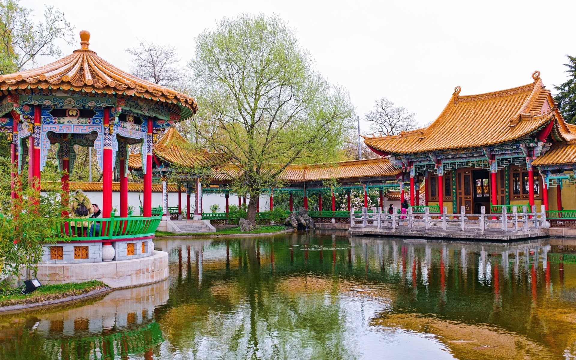 Serene Park Pavilion HD Photography Wallpaper