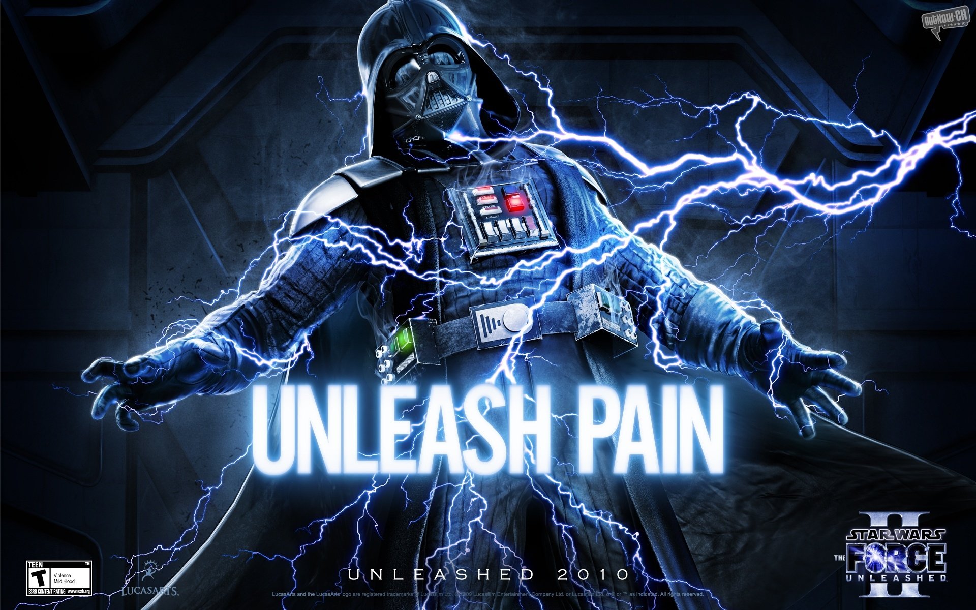 Darth Vader Unleashed: Epic Force Lightning Wallpaper from Star Wars II