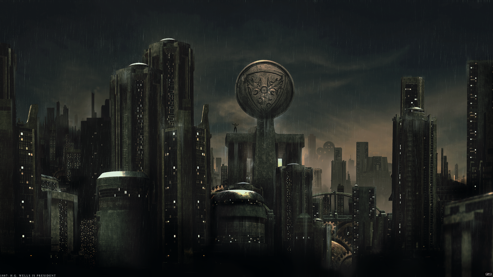 Futuristic Nightscape: HD Sci-Fi City Skyline