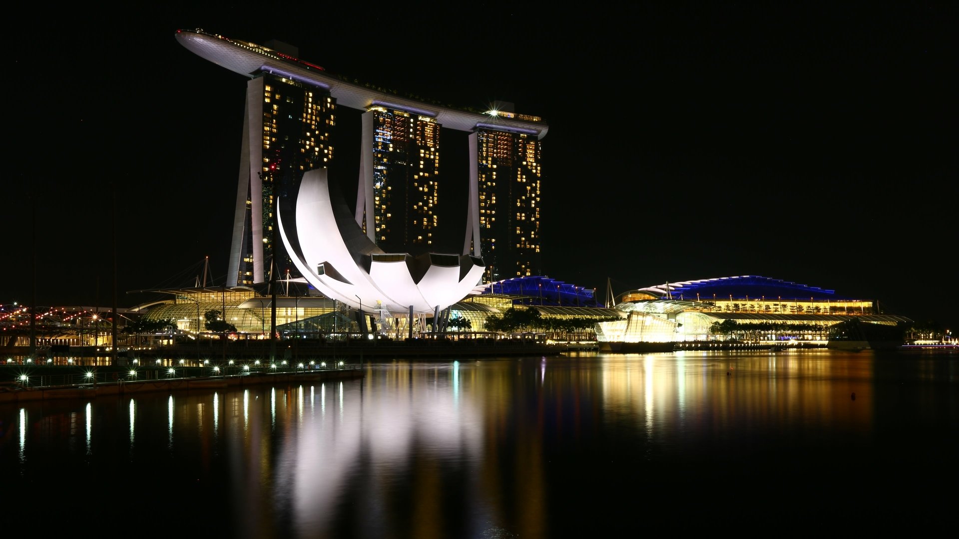 Singapore Marina Bay Sands 4K Ultra HD Nightscape Wallpaper