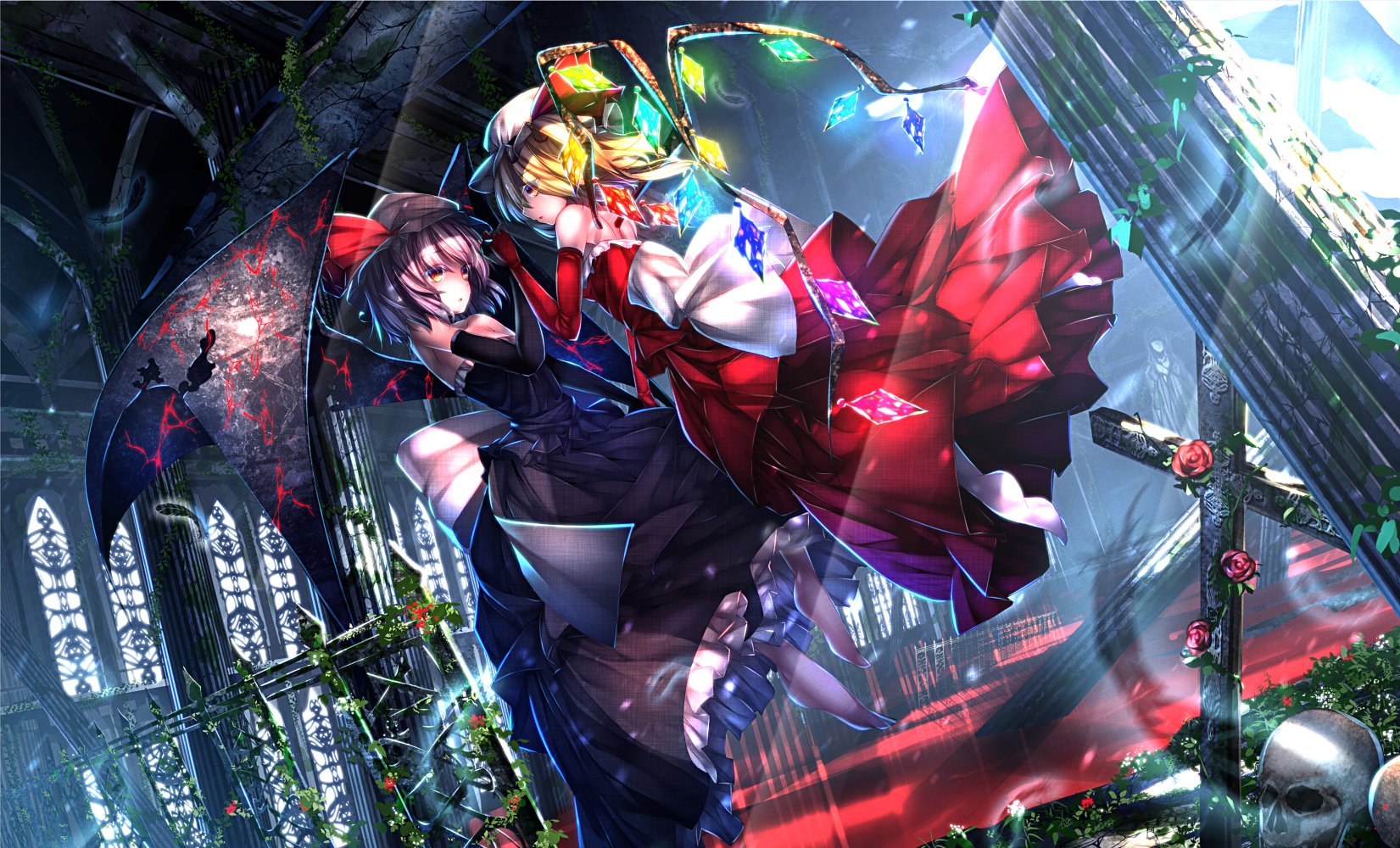Remilia and Flandre Scarlet HD Wallpaper: A Touch of Touhou Magic