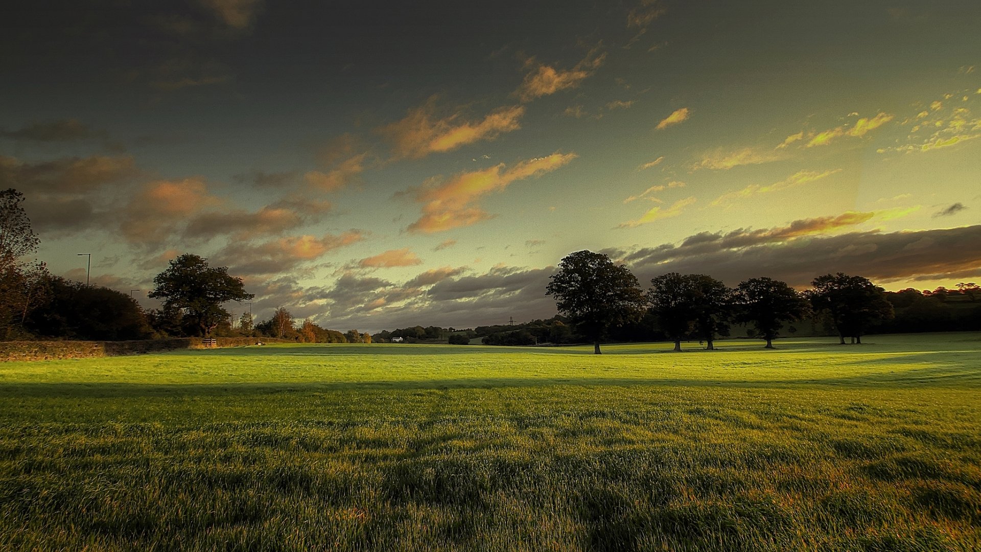 HD Nature Landscape: Serene Sunset Over Lush Fields | 1920x1080 ...