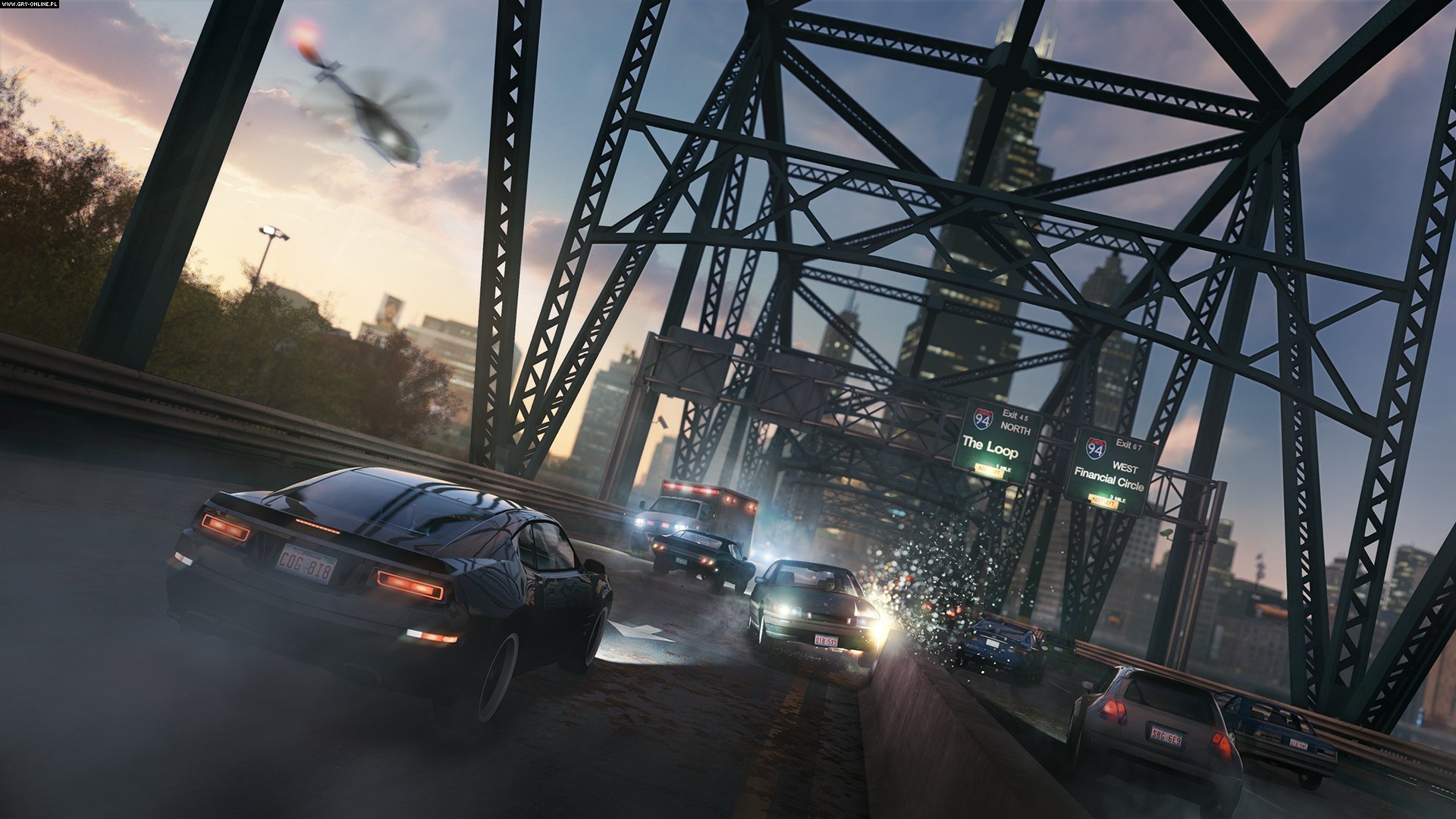 Watch Dogs HD: High-Speed Chaos on the Bridge - Epic Video Game Wallpaper