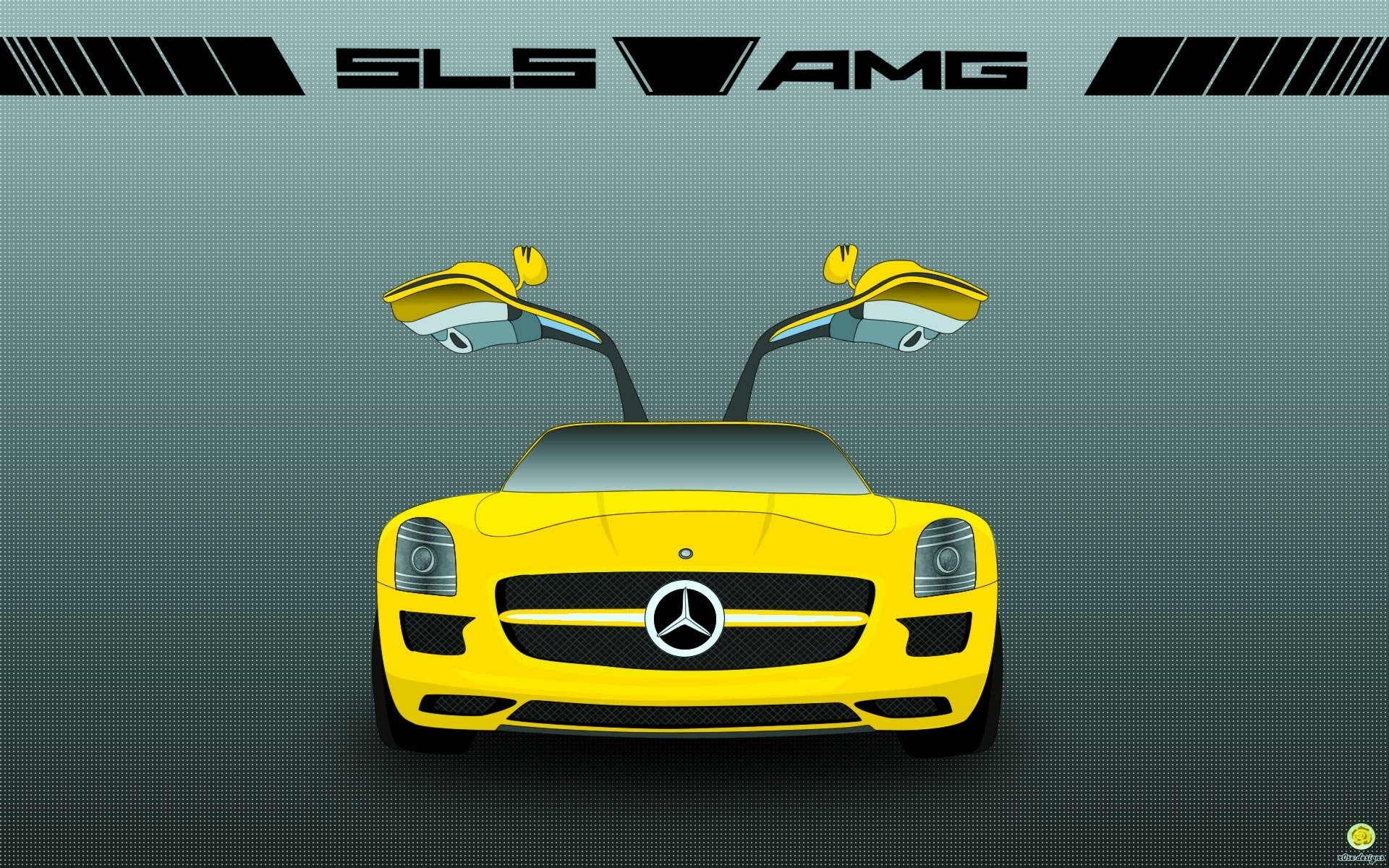 Mercedes-Benz SLS AMG HD Wallpaper – Iconic Yellow Supercar Front View
