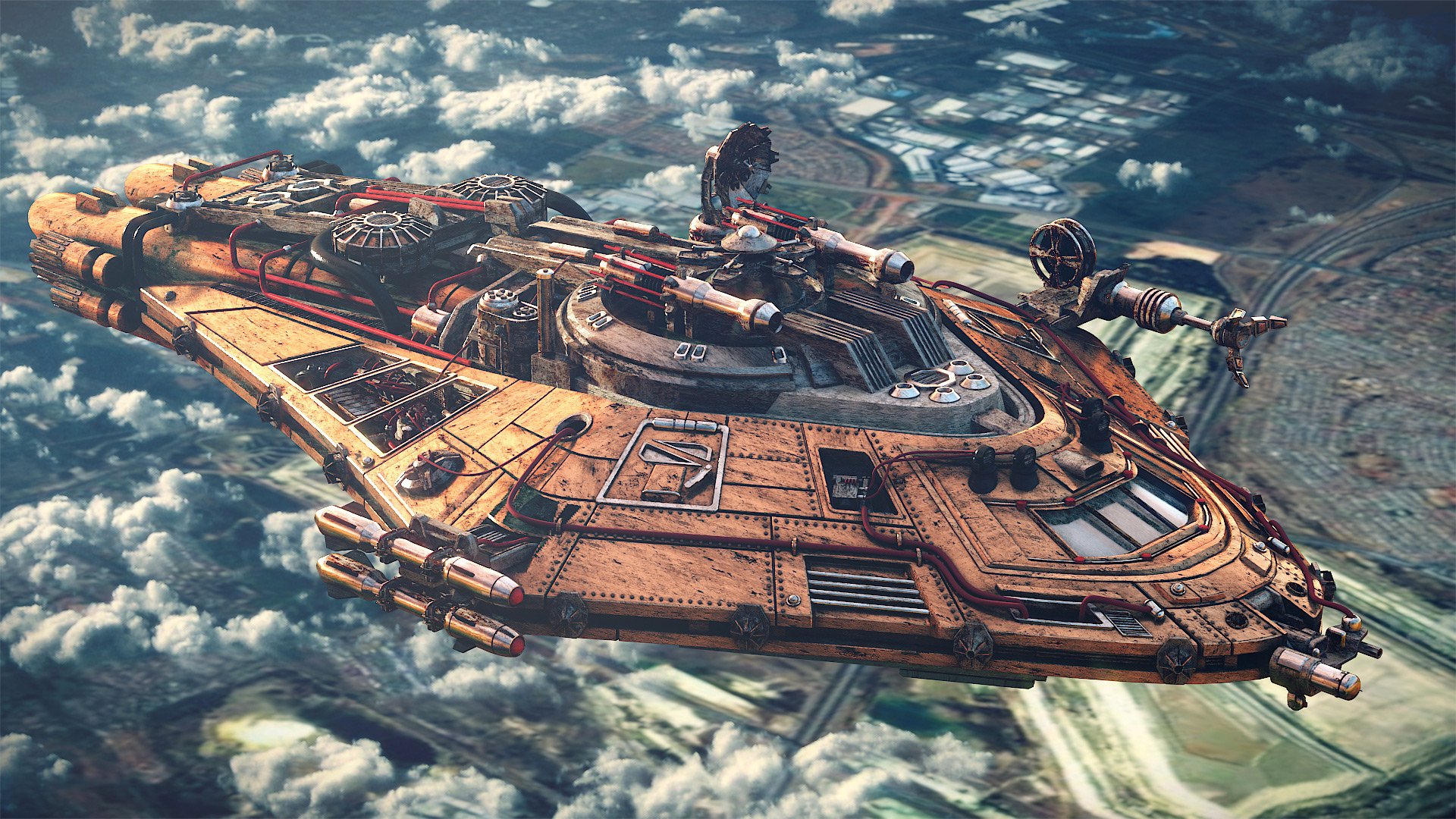 Epic Sci-Fi Spaceship HD Wallpaper: Galactic Voyager | 1920x1080 ...