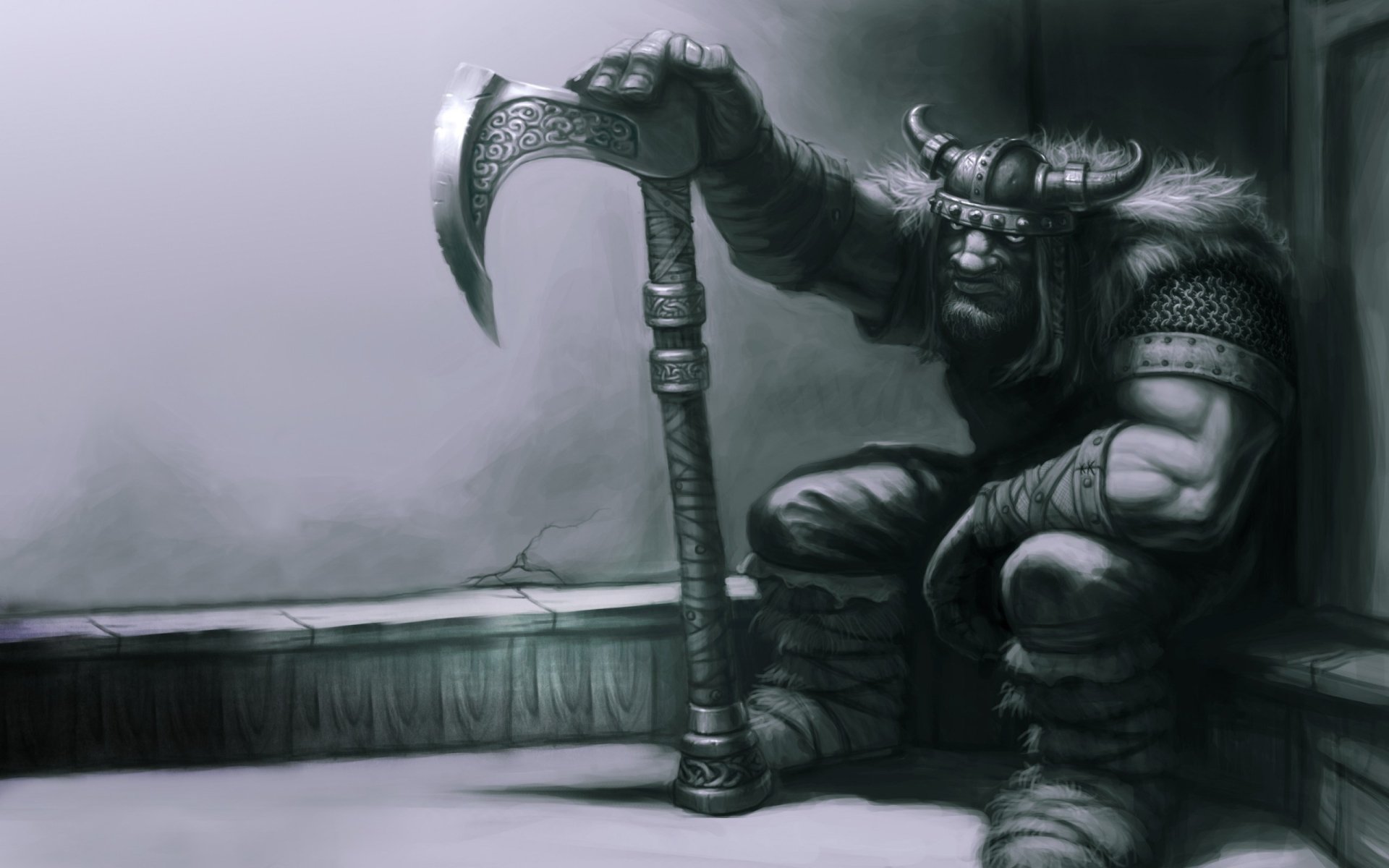 Viking Warrior: Epic Fantasy HD Wallpaper by Tom Long | 2560x1600 ...