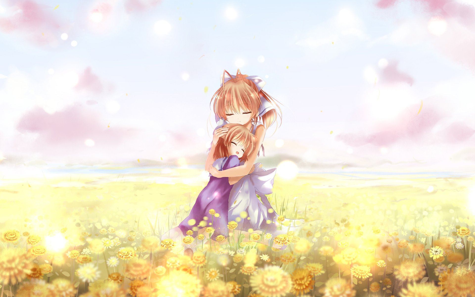 Clannad HD Wallpaper - Ushio & Nagisa's Sunlit Meadow Embrace ...