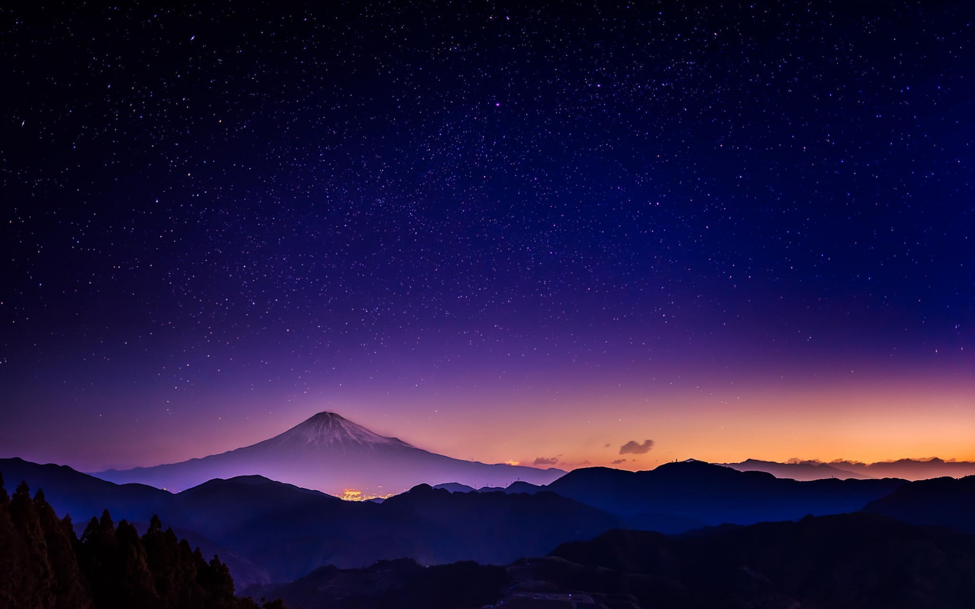 Volcanic Nightscape: Stunning HD Nature Wallpaper